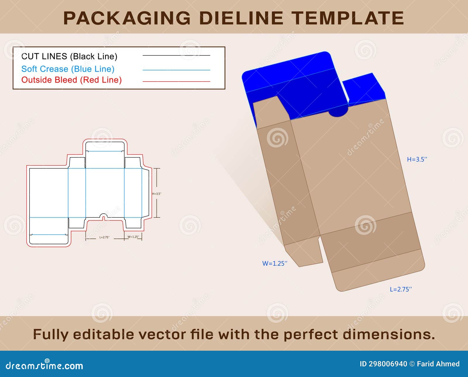 Shop Box Dieline Template stock illustration. Illustration of mock ...
