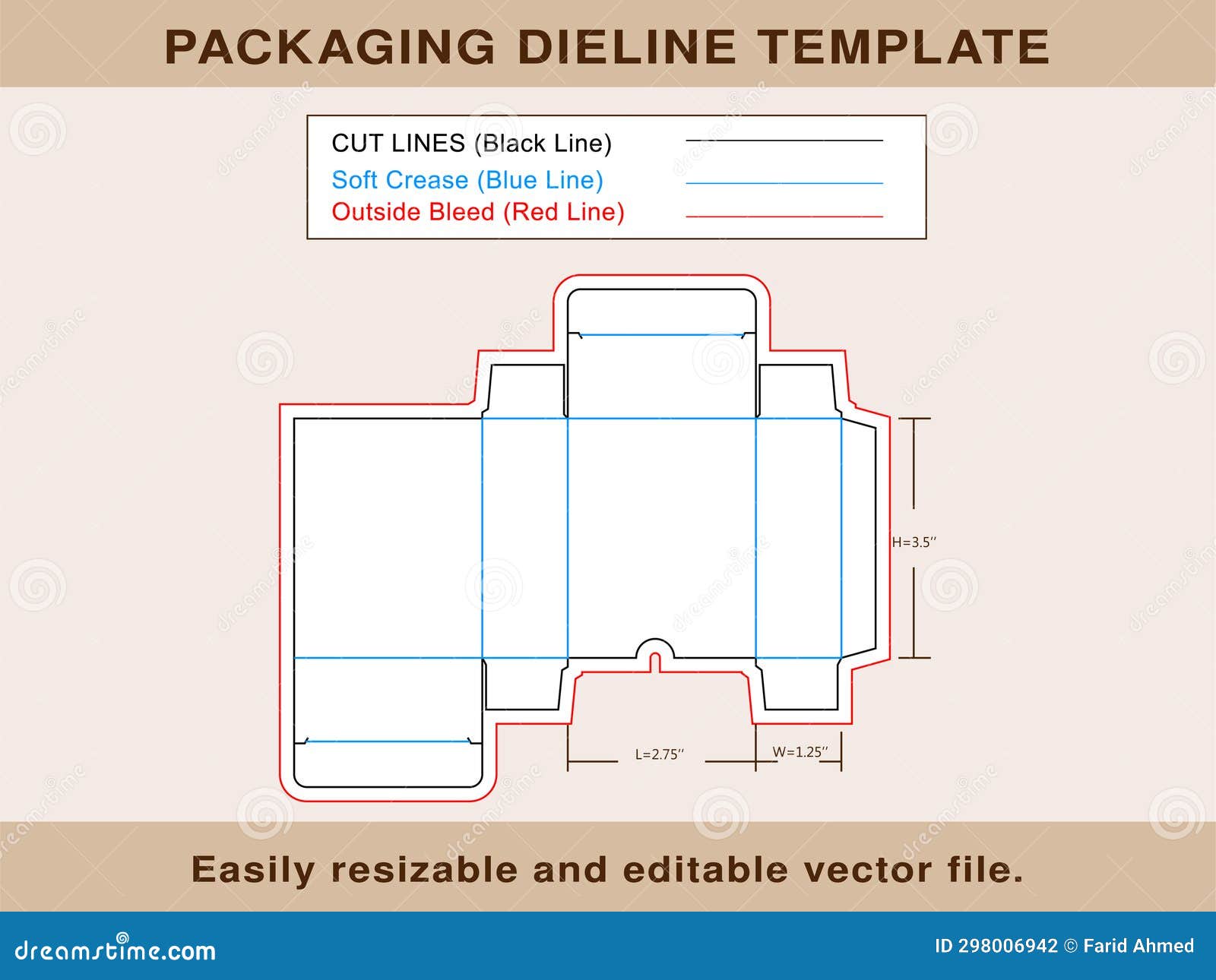 Shop Box Dieline Template stock vector. Illustration of cardboard ...