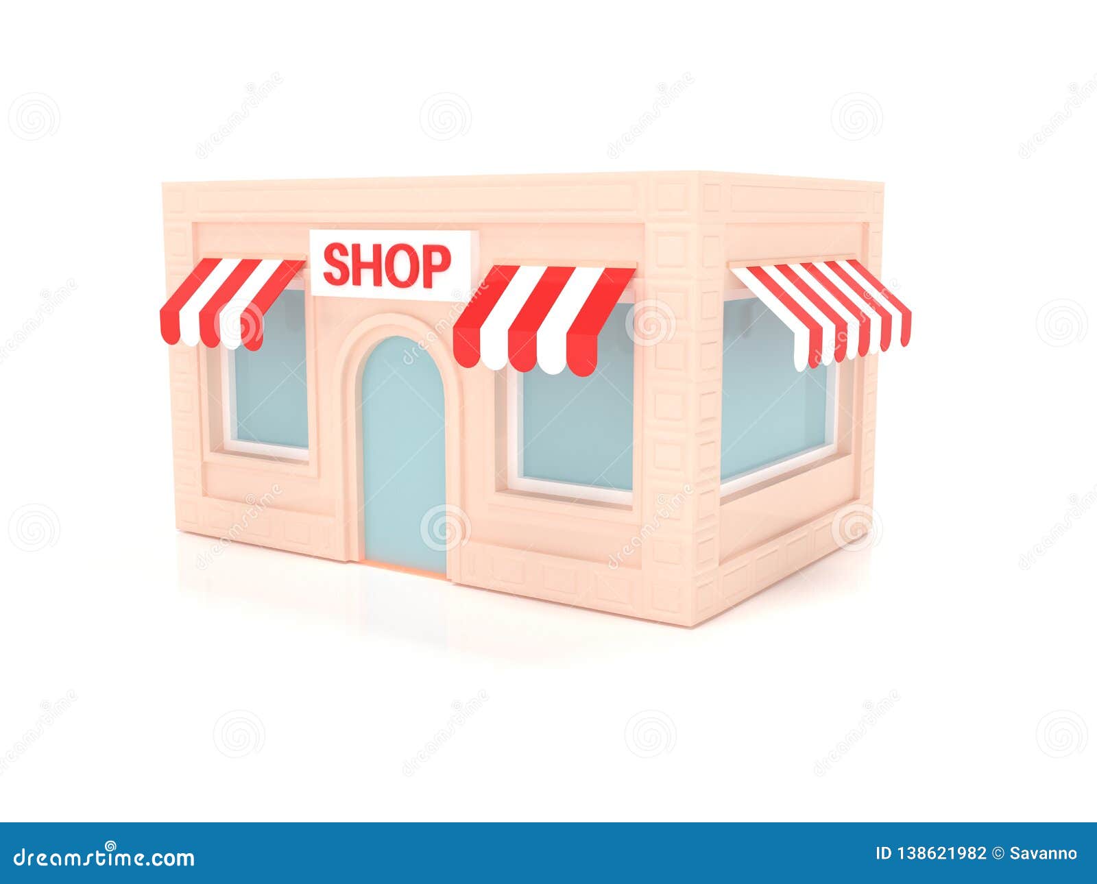 Shop Building. 3d Render Illustration Stock Illustration - Illustration ...