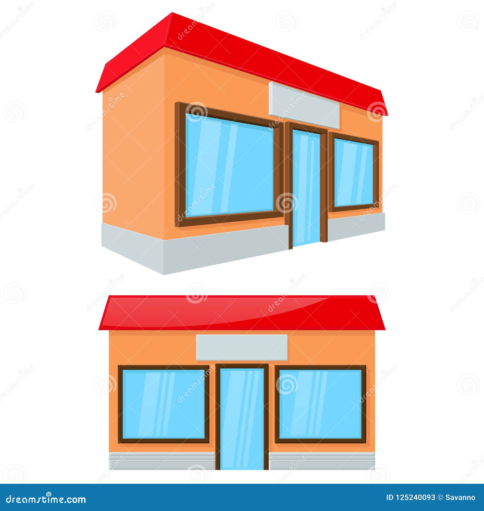Shop Building. Front and Side View Stock Vector - Illustration of ...