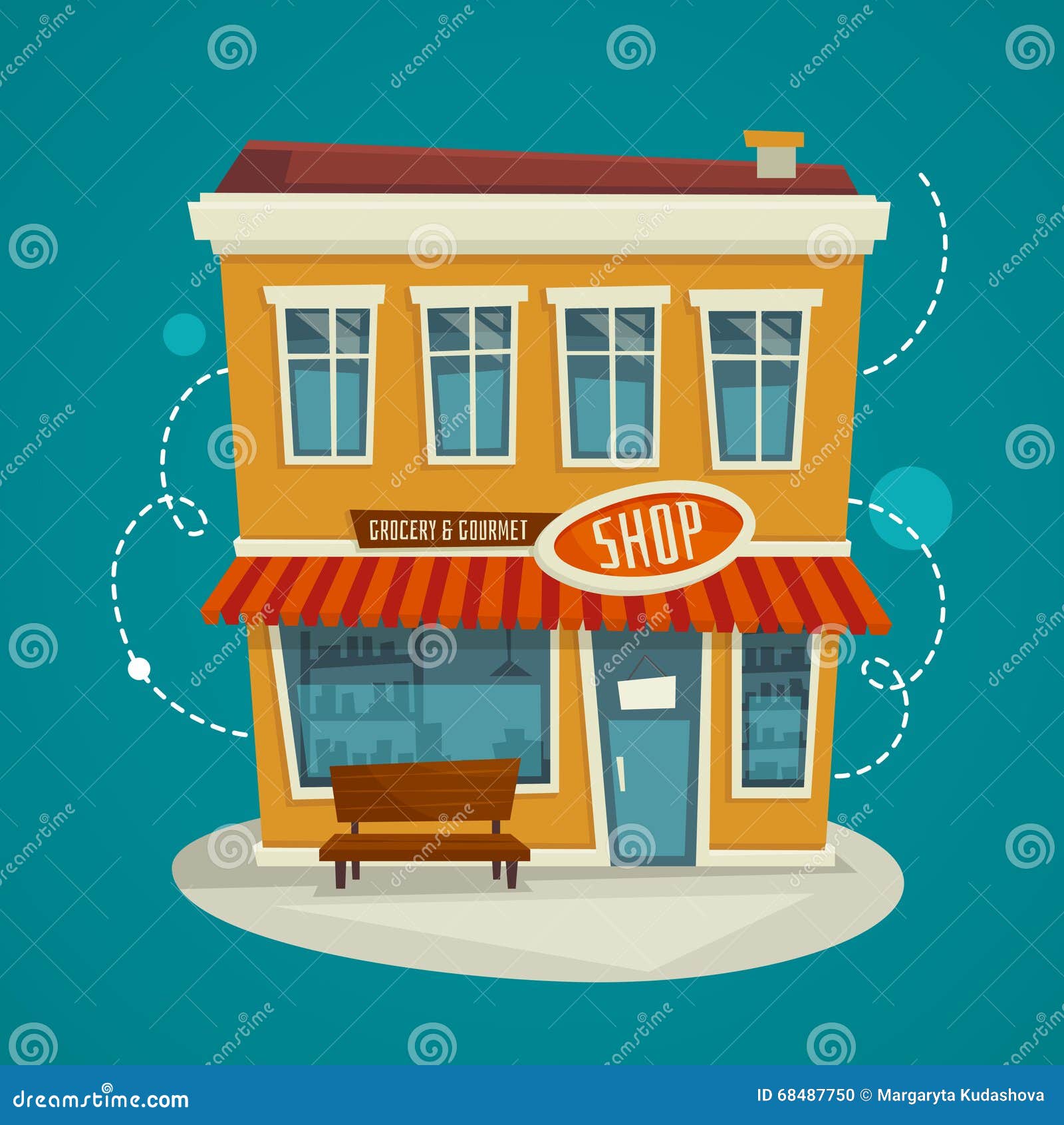 Shop Building Front View, Vector Cartoon Illustration | CartoonDealer ...