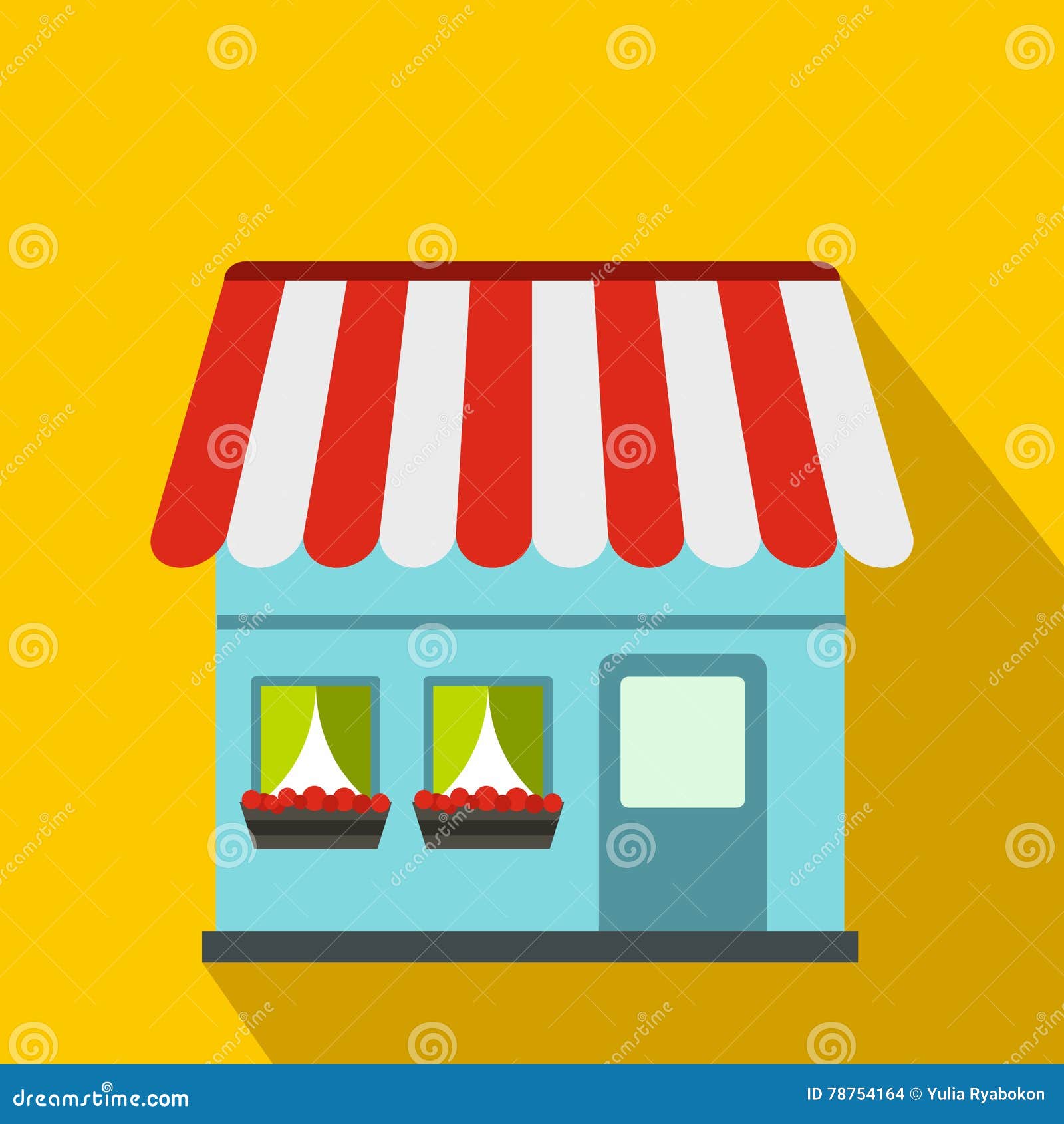 Shop Building Icon, Flat Style Stock Vector - Illustration of flat ...