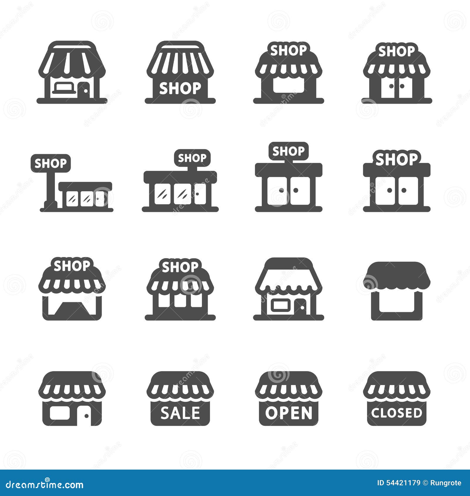 Shop Building Icon Set, Vector Eps10 Stock Vector - Illustration of ...