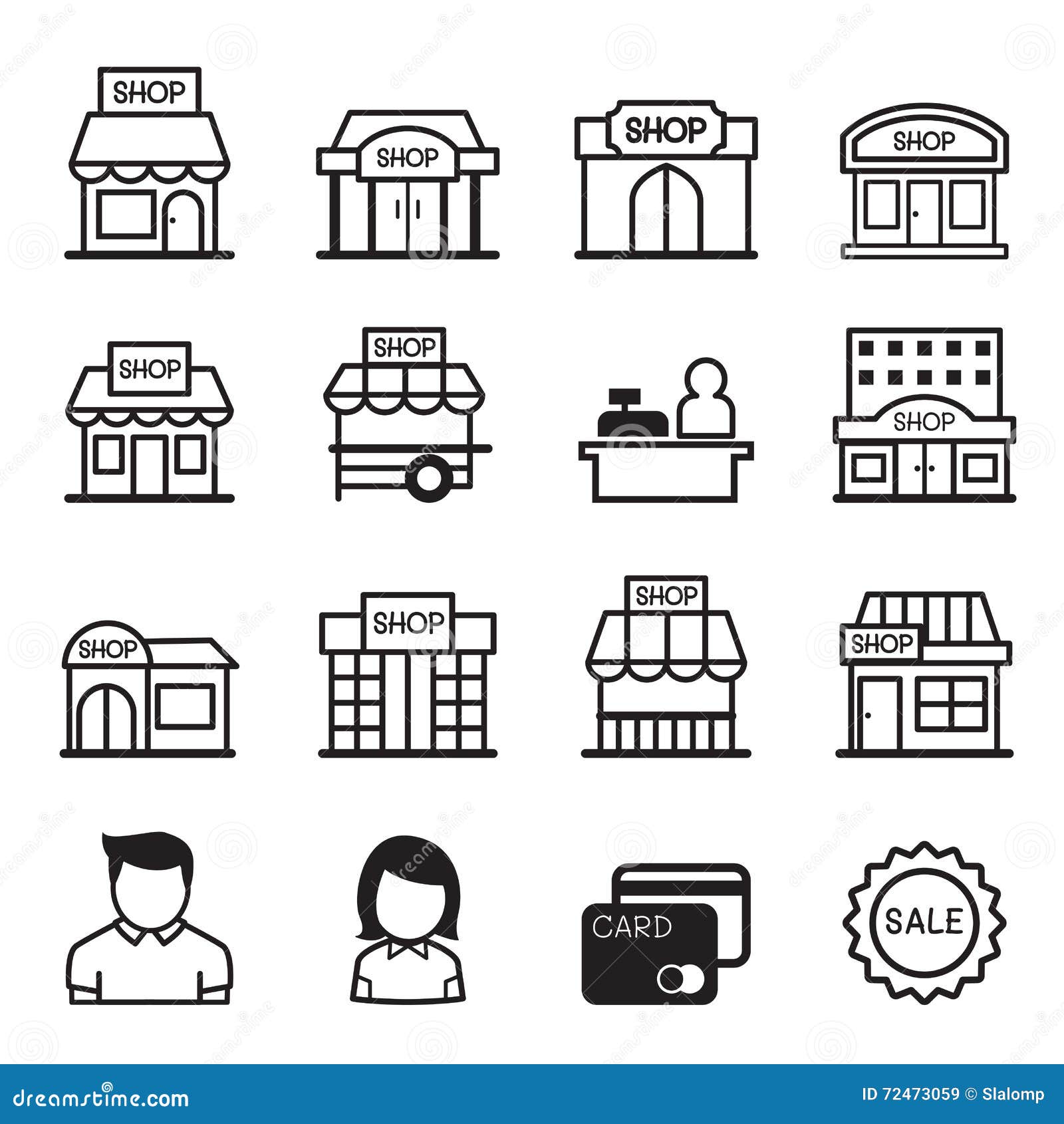 Shop building icon set stock vector. Illustration of icon - 72473059