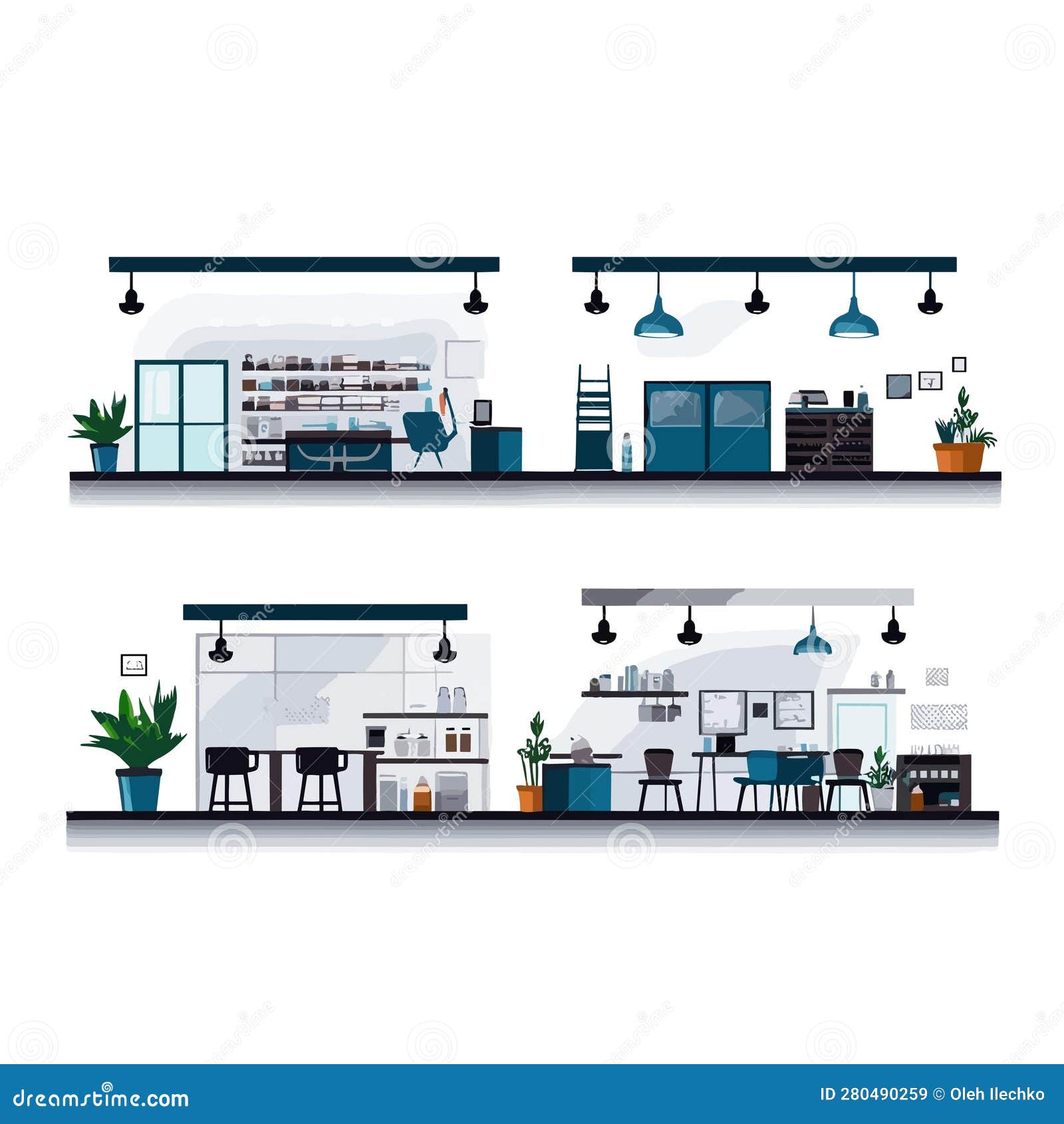 Shop Building Interior Vector Isolated Illustration Stock Vector ...