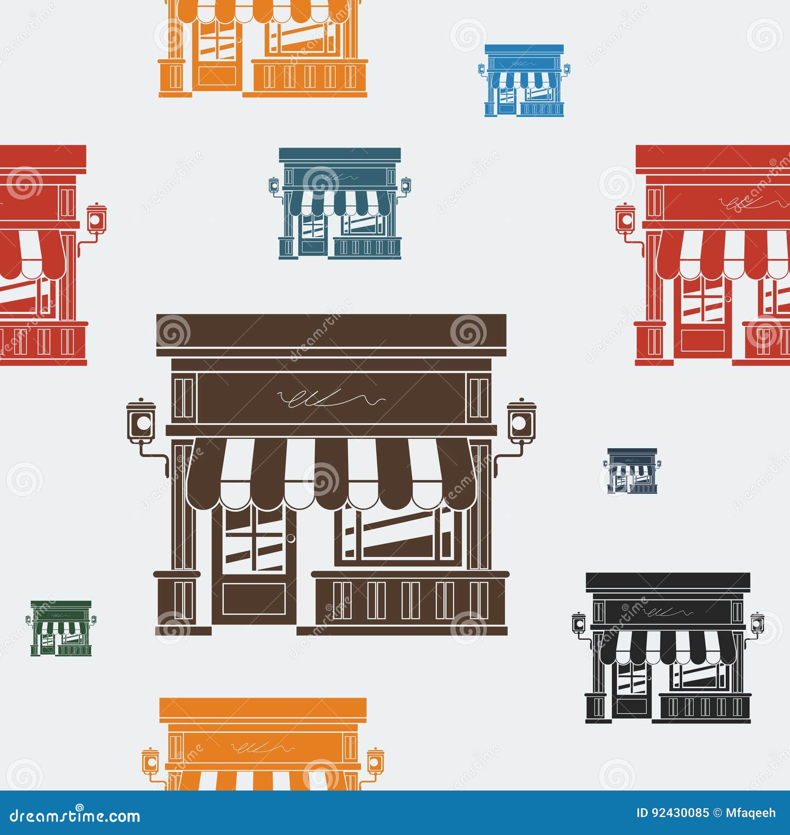 Flat Style Shop Building Vector Seamless Pattern Stock Vector ...