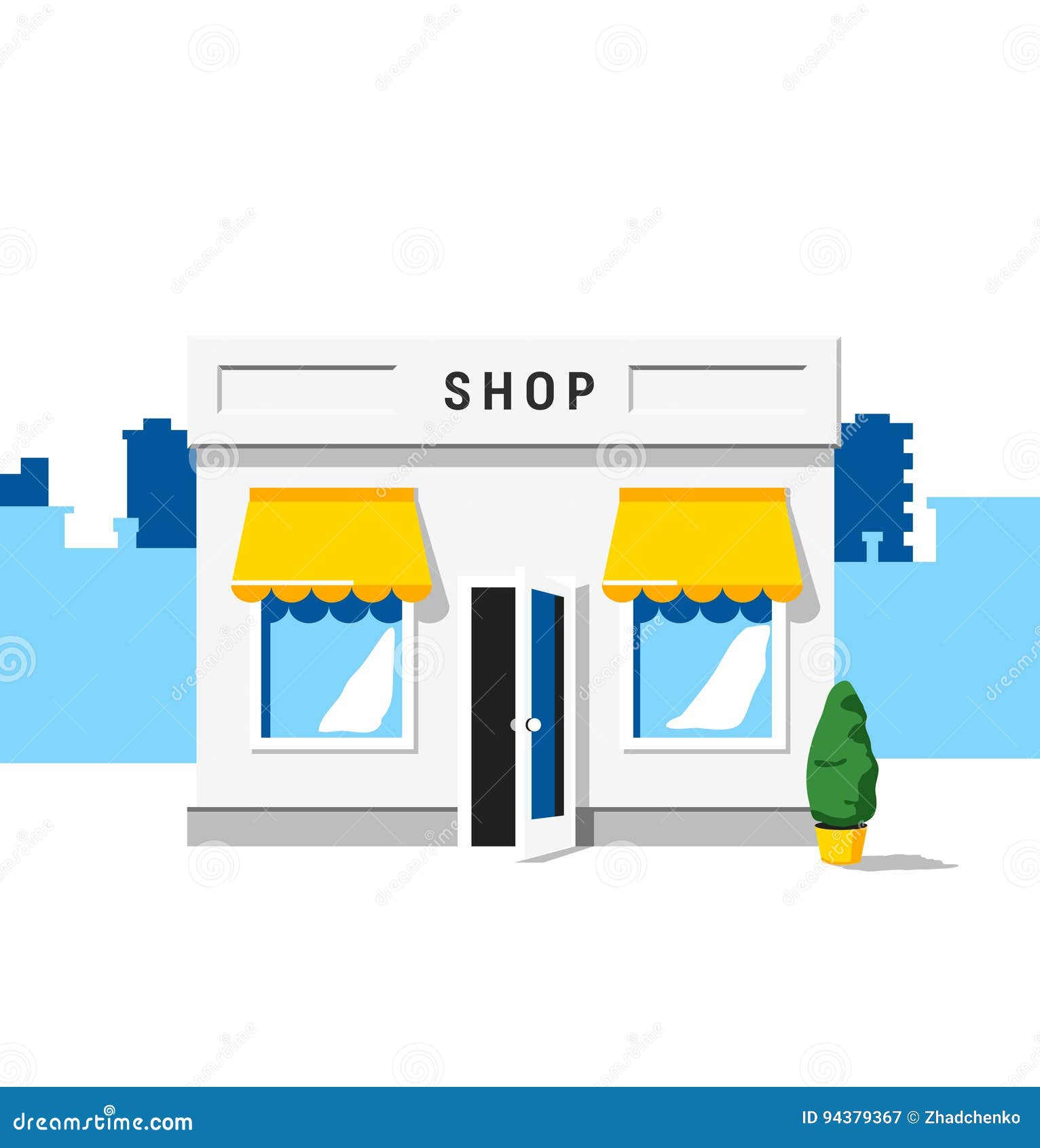 Shop Building. Vector Icon. Stock Vector - Illustration of architecture ...