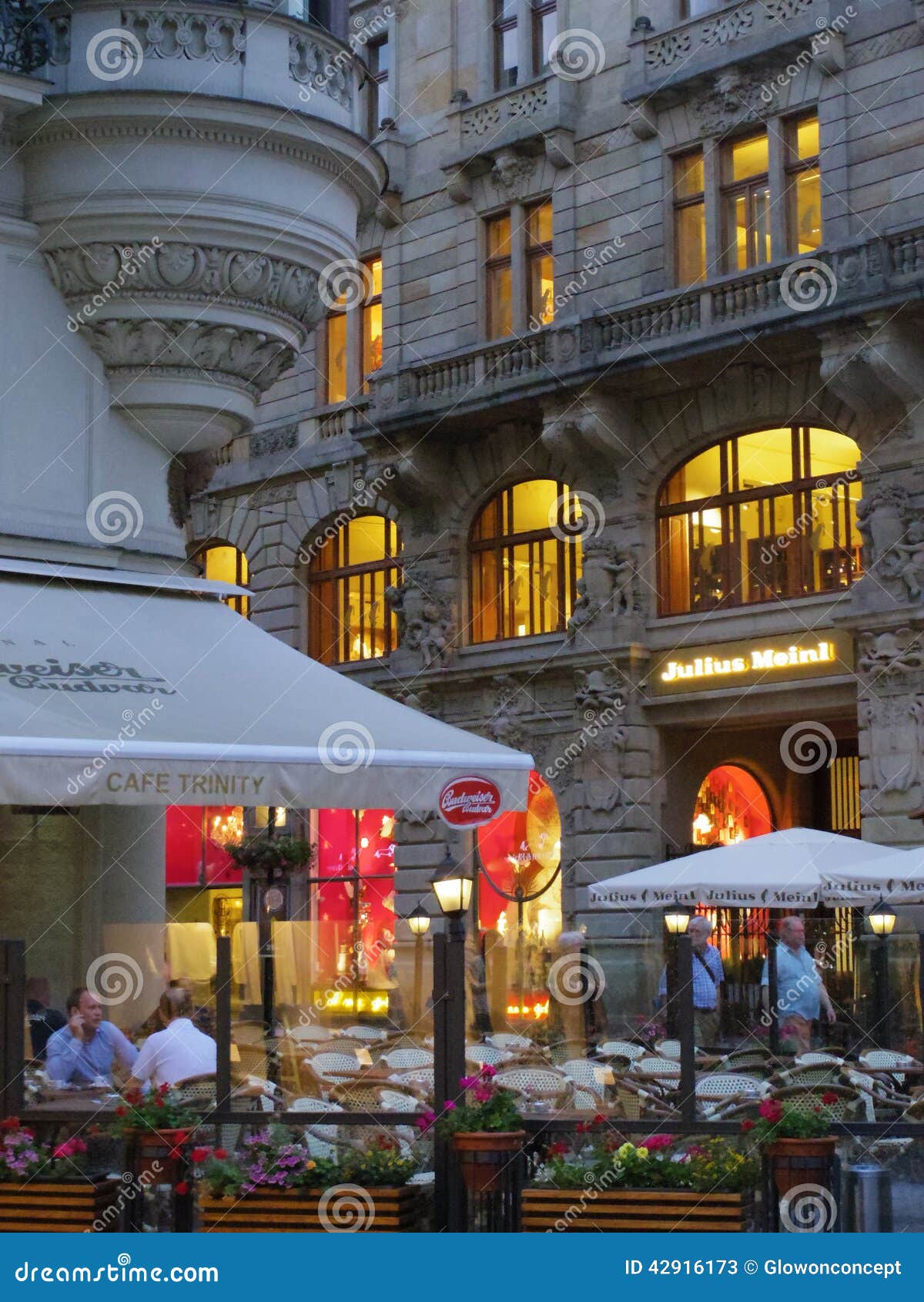 Shop and Cafe Scene in Prague Editorial Stock Photo - Image of ...