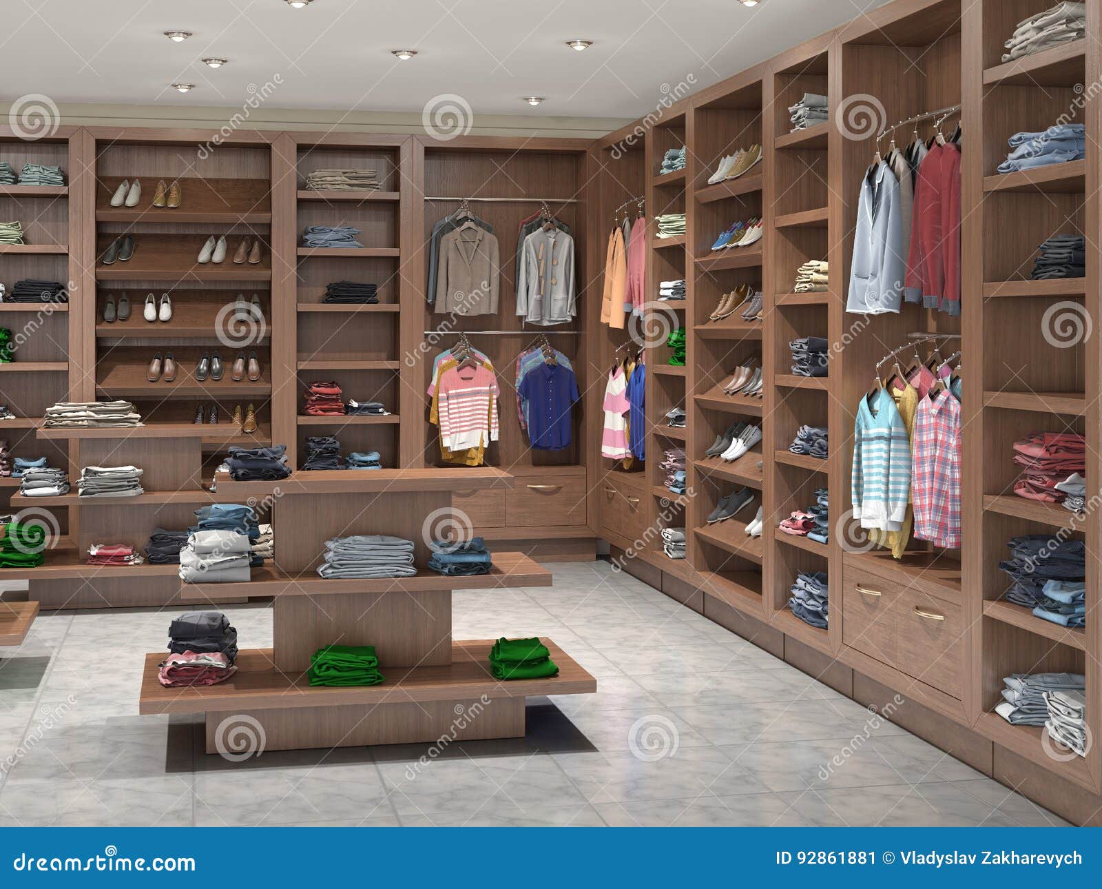 Shop with Clothes, 3d Illustration Stock Illustration - Illustration of ...