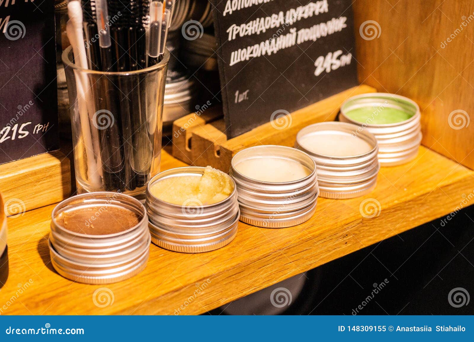 Shop Cosmetic Handmade. Fresh Makeup Lips Samples Stock Image - Image ...