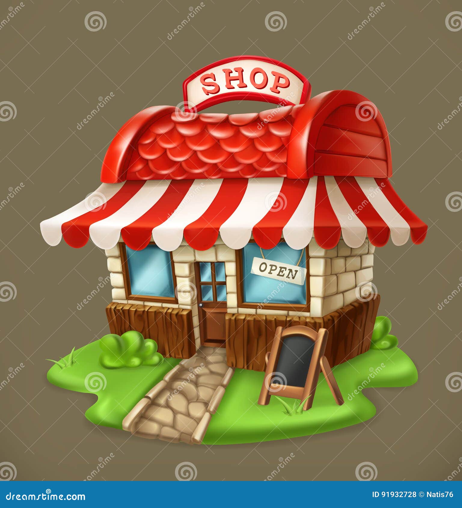 Shop. 3d vector icon stock vector. Illustration of purchase - 91932728