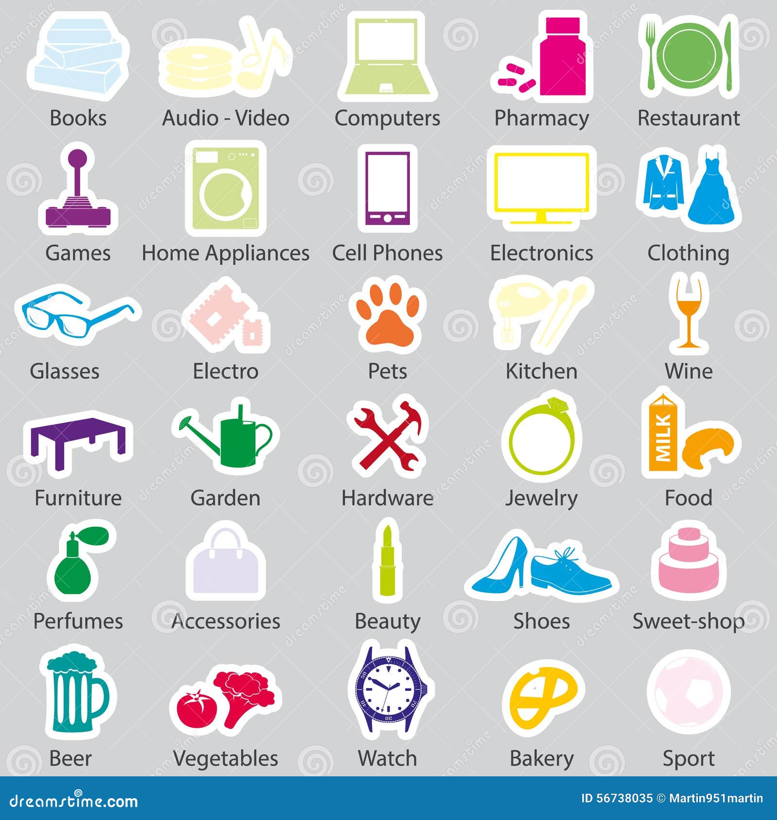 Shop Department Simple Vectors Stickers Set Eps10 Stock Vector ...