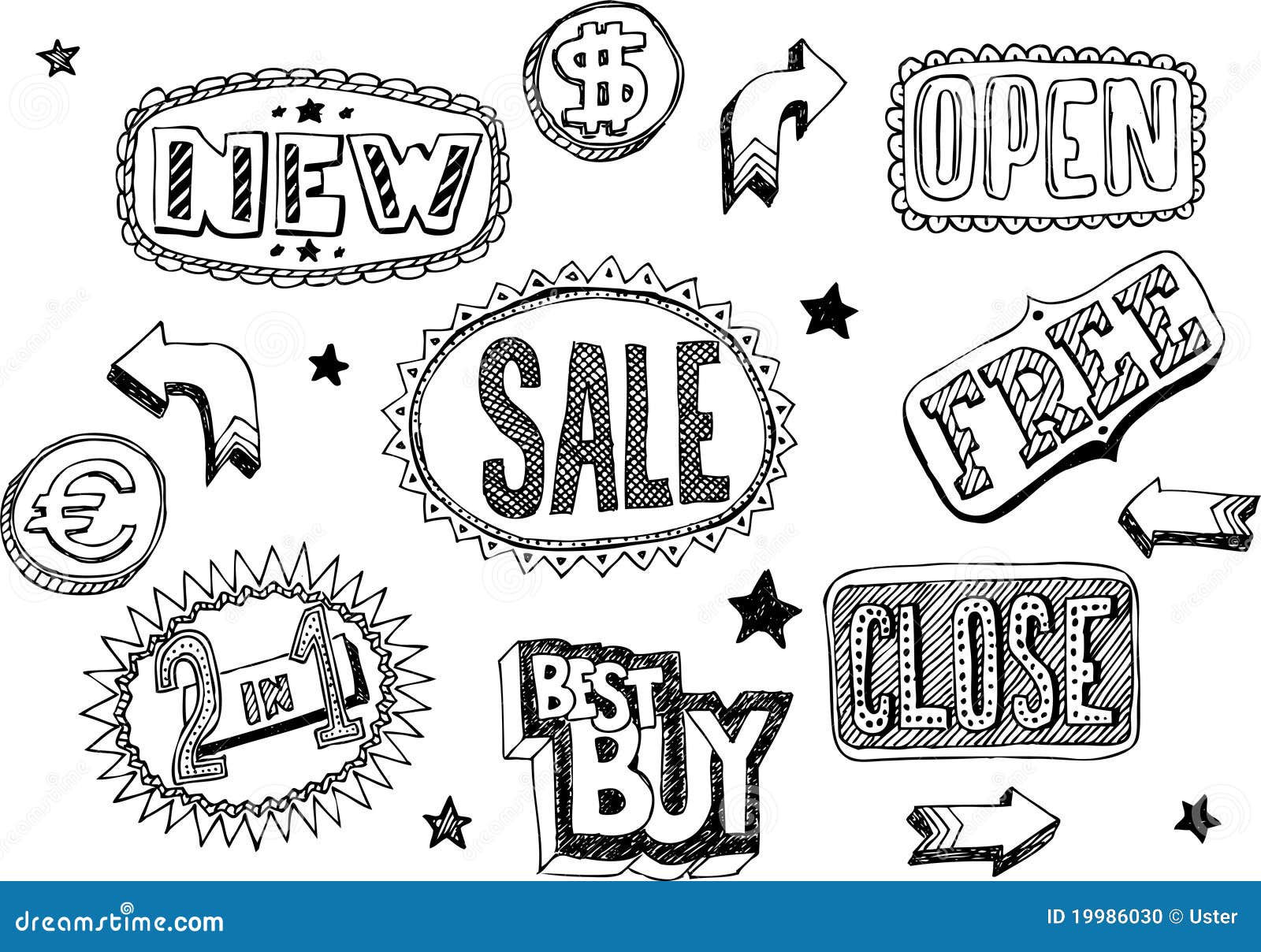 Shop doodles stock vector. Illustration of drawing, icon - 19986030