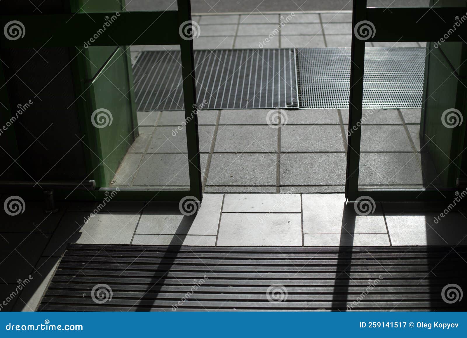 Shop Doors Open. Automatic Doors in Building Stock Image - Image of ...