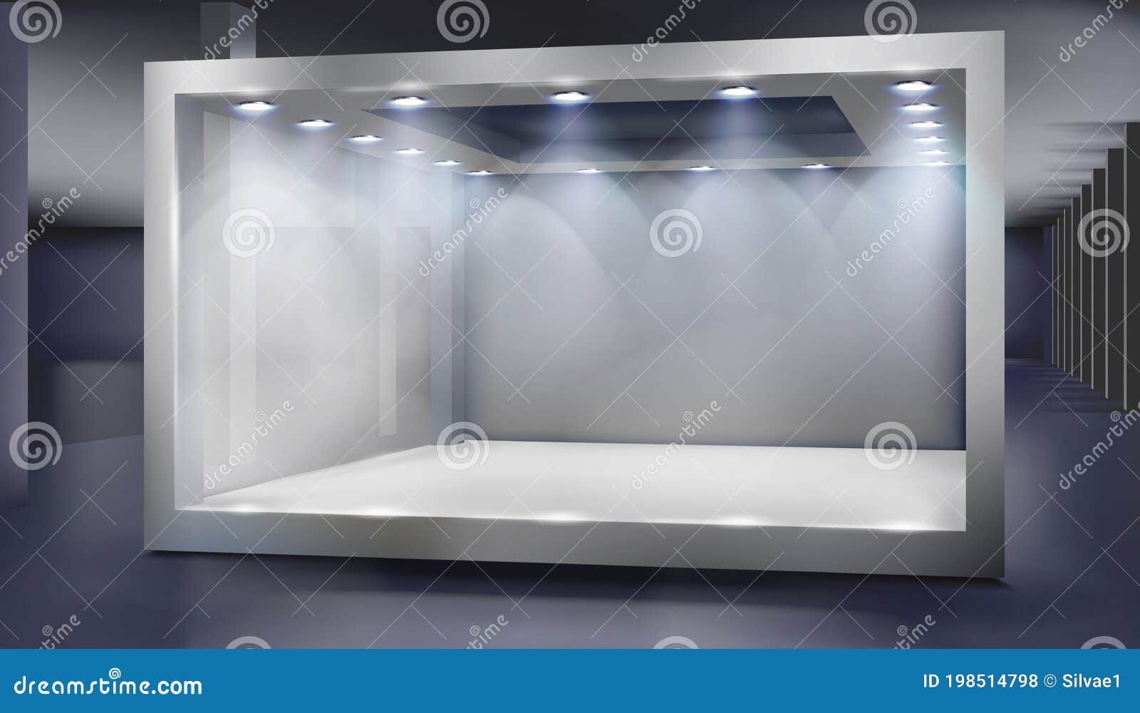 Empty Display Window. Space for Exhibition. Vector Illustration. Stock ...