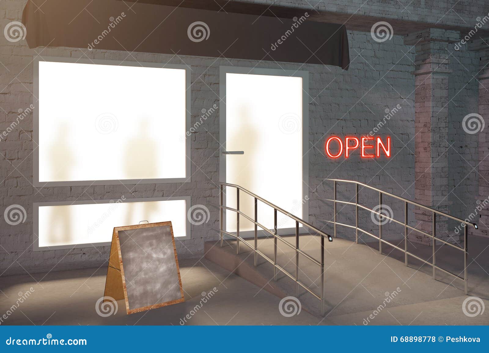 Shop exterior side stock illustration. Illustration of night - 68898778