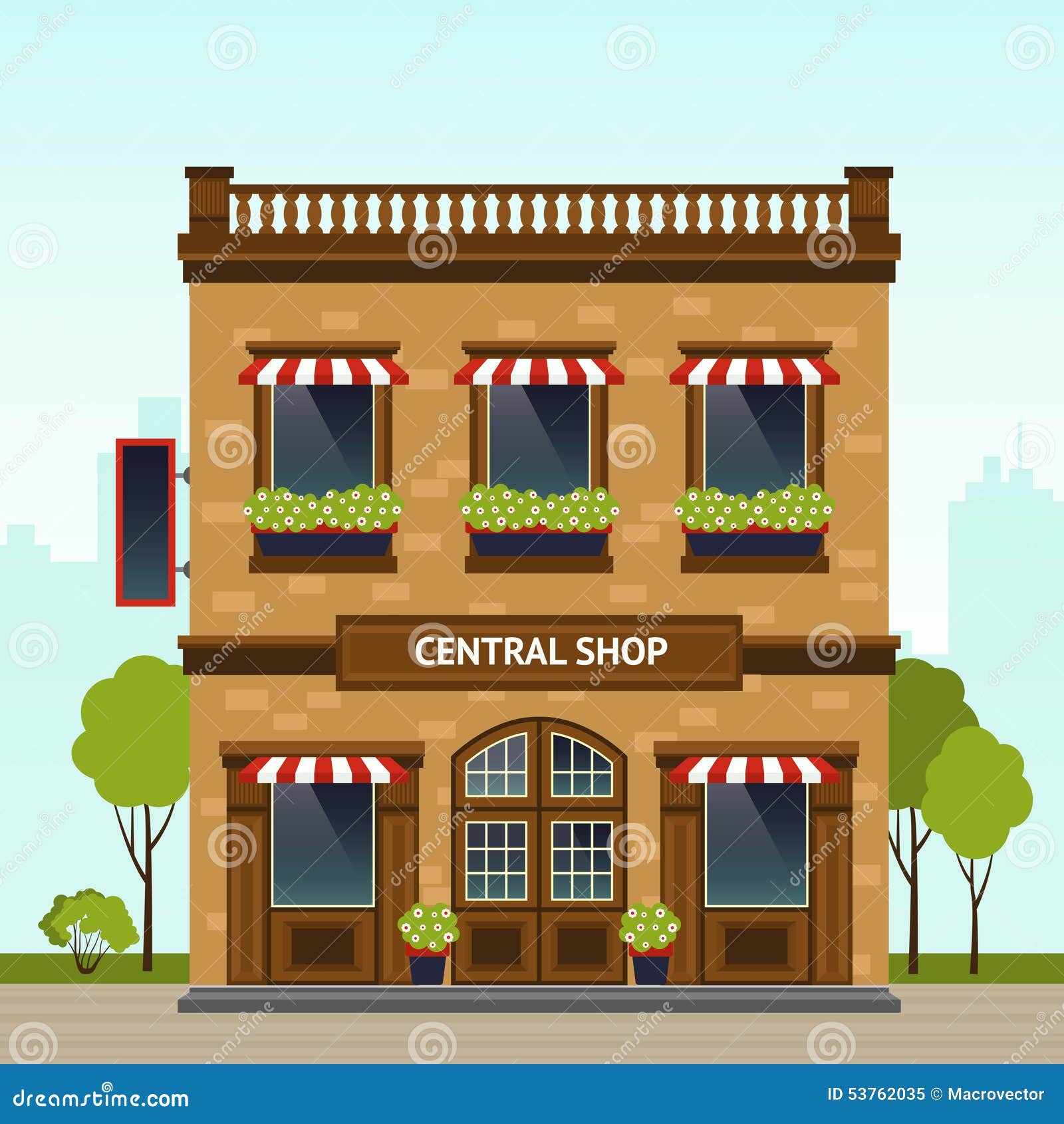 Shop Facade Illustration stock vector. Illustration of shop - 53762035