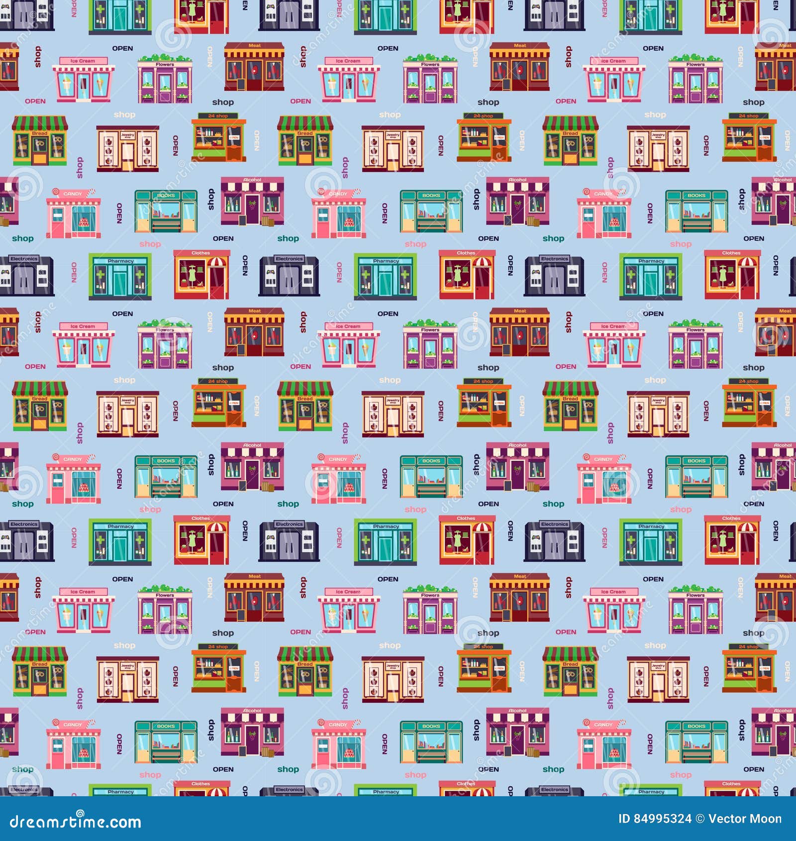 Shop facade vector pattern stock vector. Illustration of cafe - 84995324