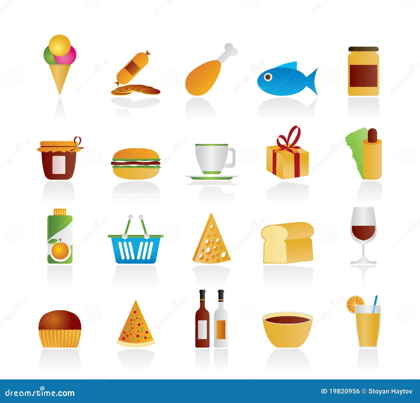 Shop and Foods Icons stock vector. Illustration of cocktail - 19820956