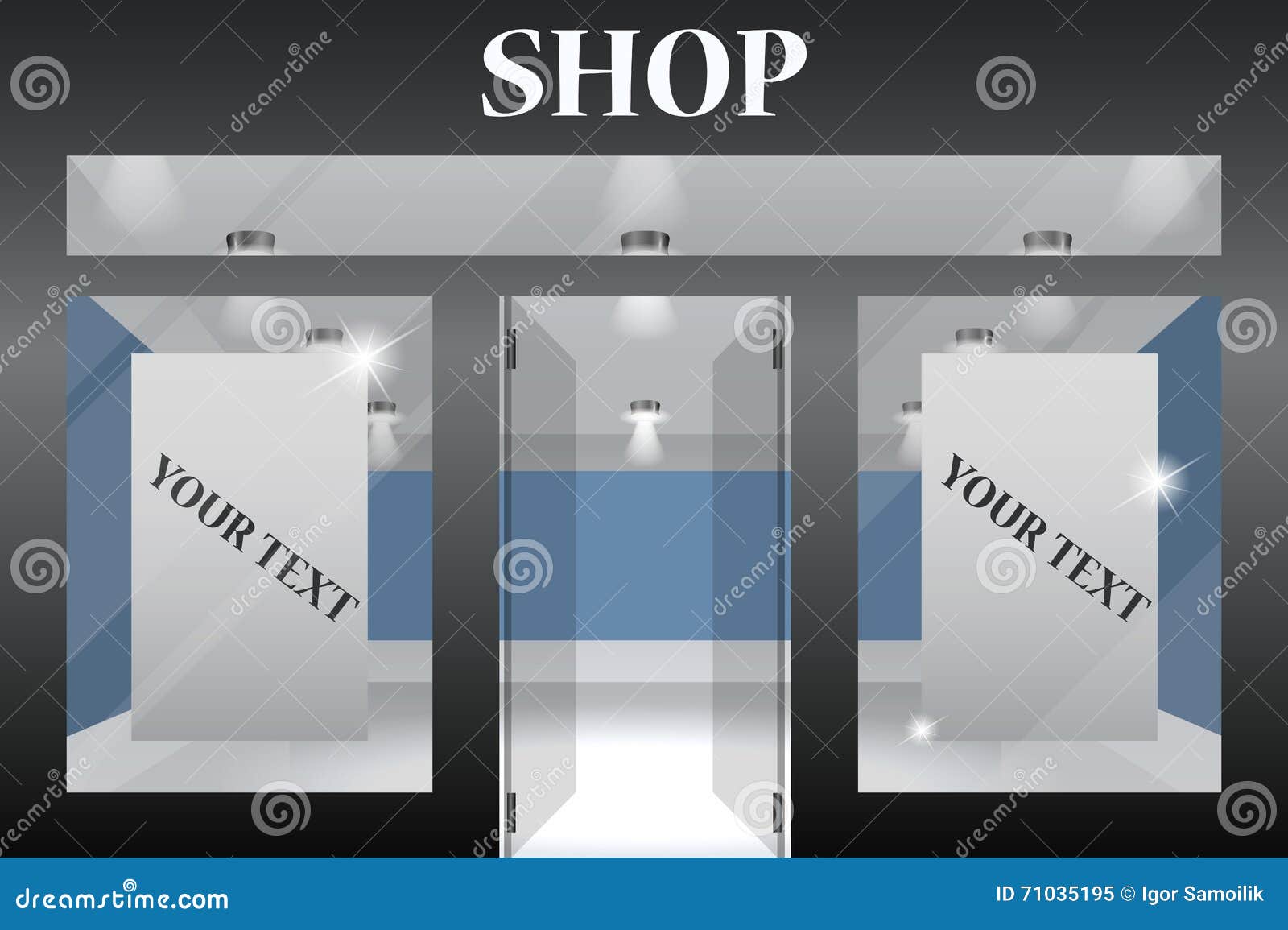 Shop Front. Exterior Horizontal Windows Empty for Your Store Product ...