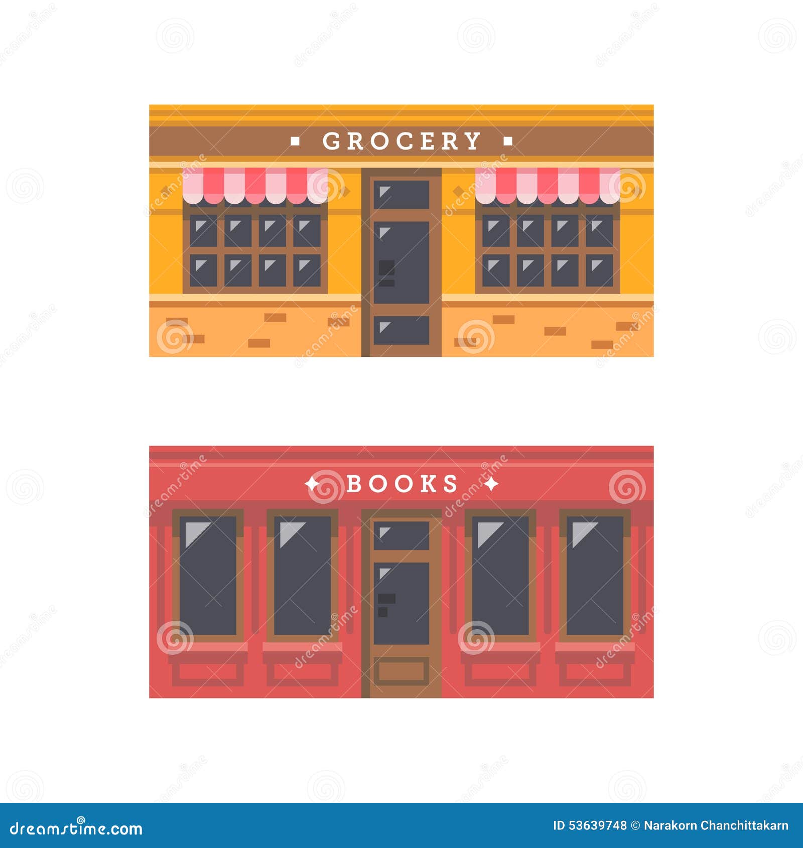 Shop Front Facade Flat Design Stock Vector - Illustration of vector ...
