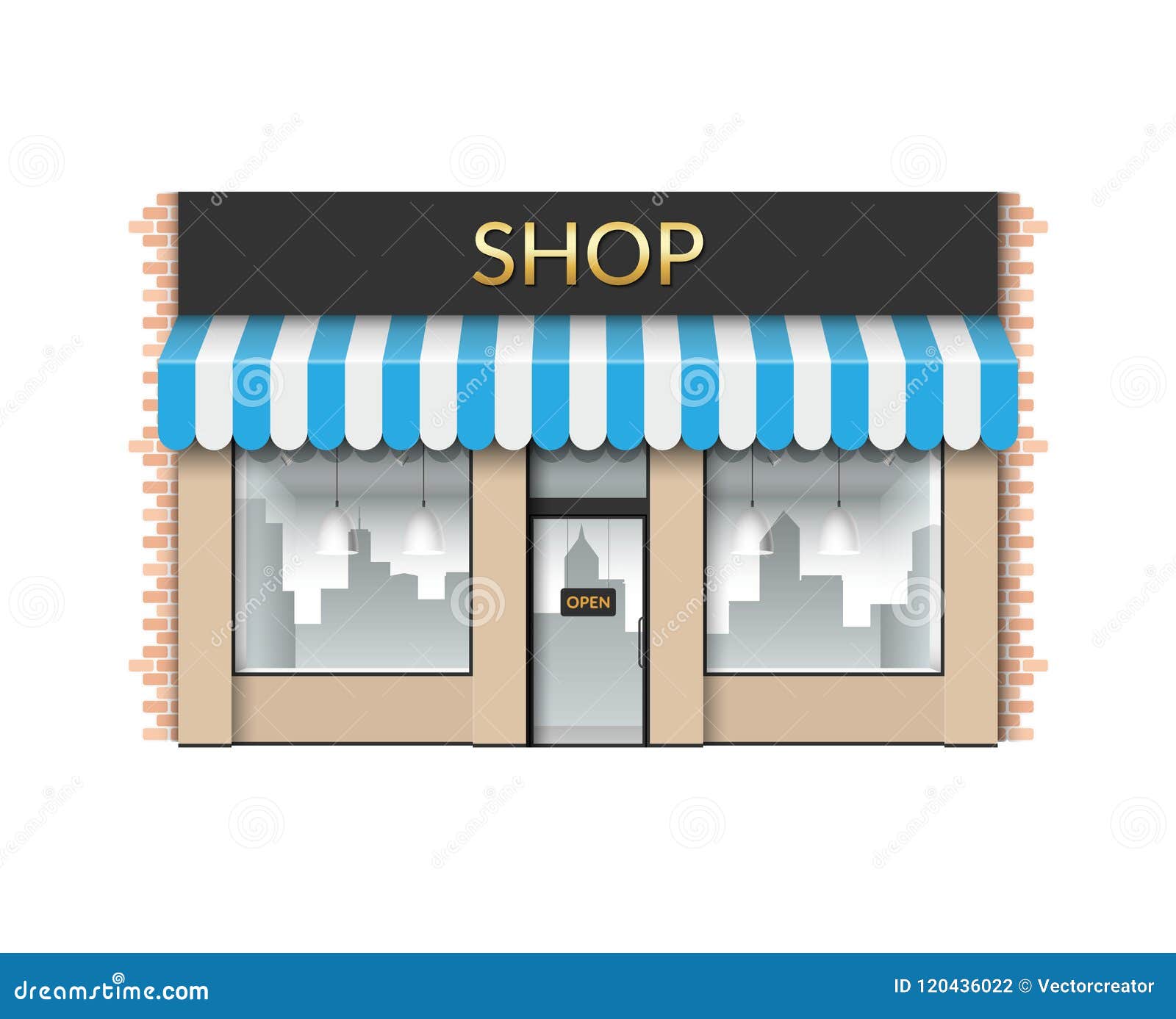 Shop Front. Store with Empty Showcase Stock Vector - Illustration of ...