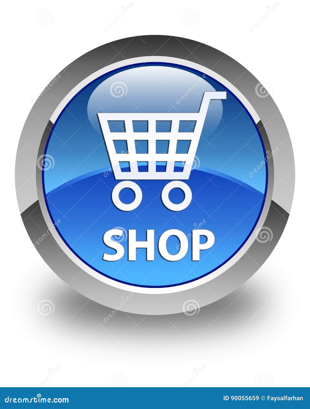 Shop Glossy Blue Round Button Stock Illustration - Illustration of ...