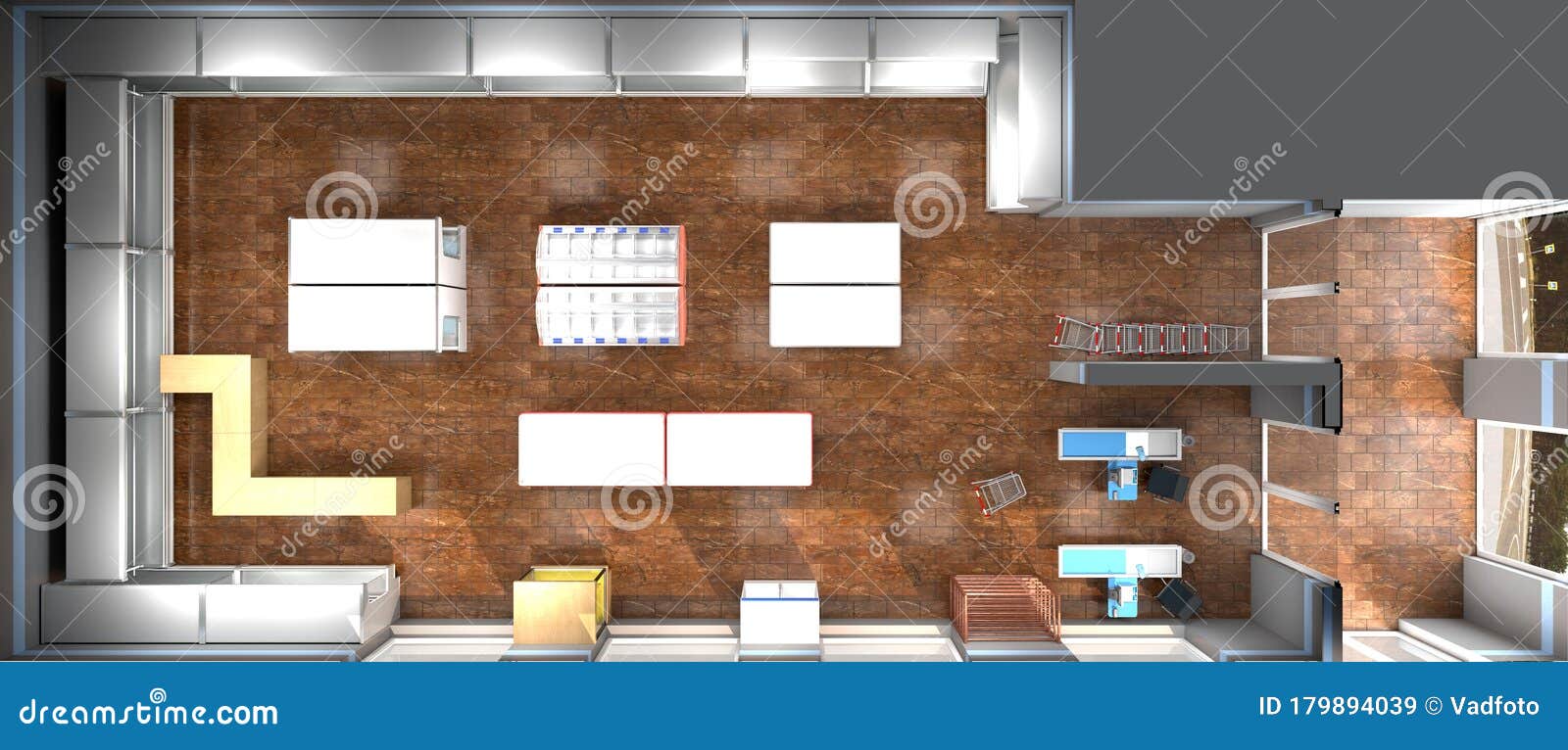 Shop, Interior Visualization, 3D Illustration Stock Illustration ...