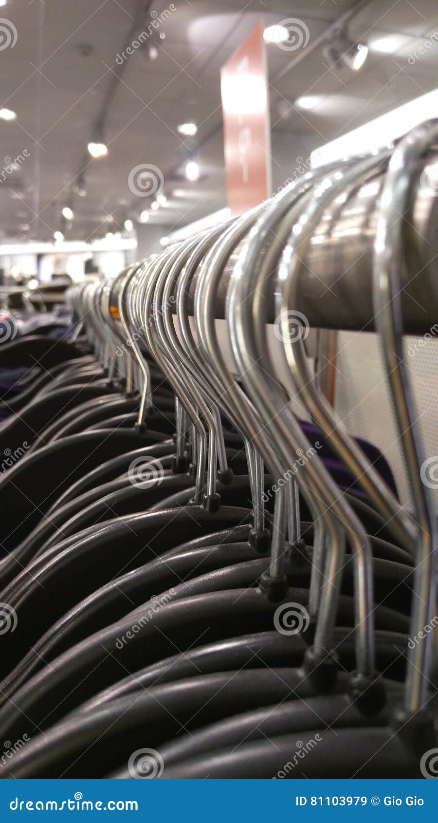 Shop Hangers in Shopping Center Close Up Stock Image - Image of selling ...