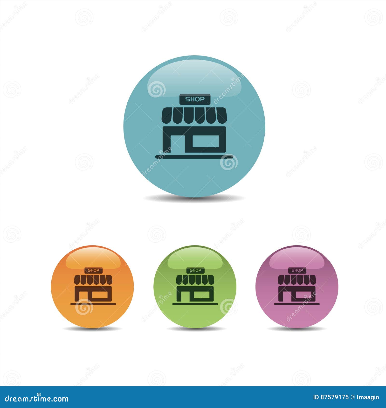 Shop icon on buttons stock vector. Illustration of market - 87579175