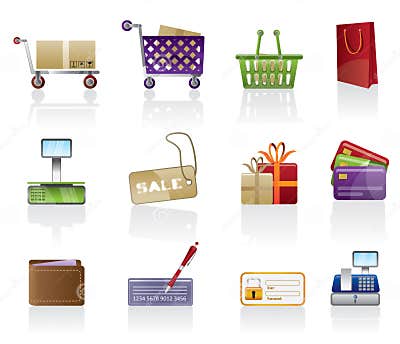 Shop icon set stock vector. Illustration of pocket, purchase - 10080483