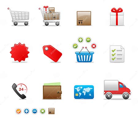 Shop icon set stock vector. Illustration of icon, packing - 10492171