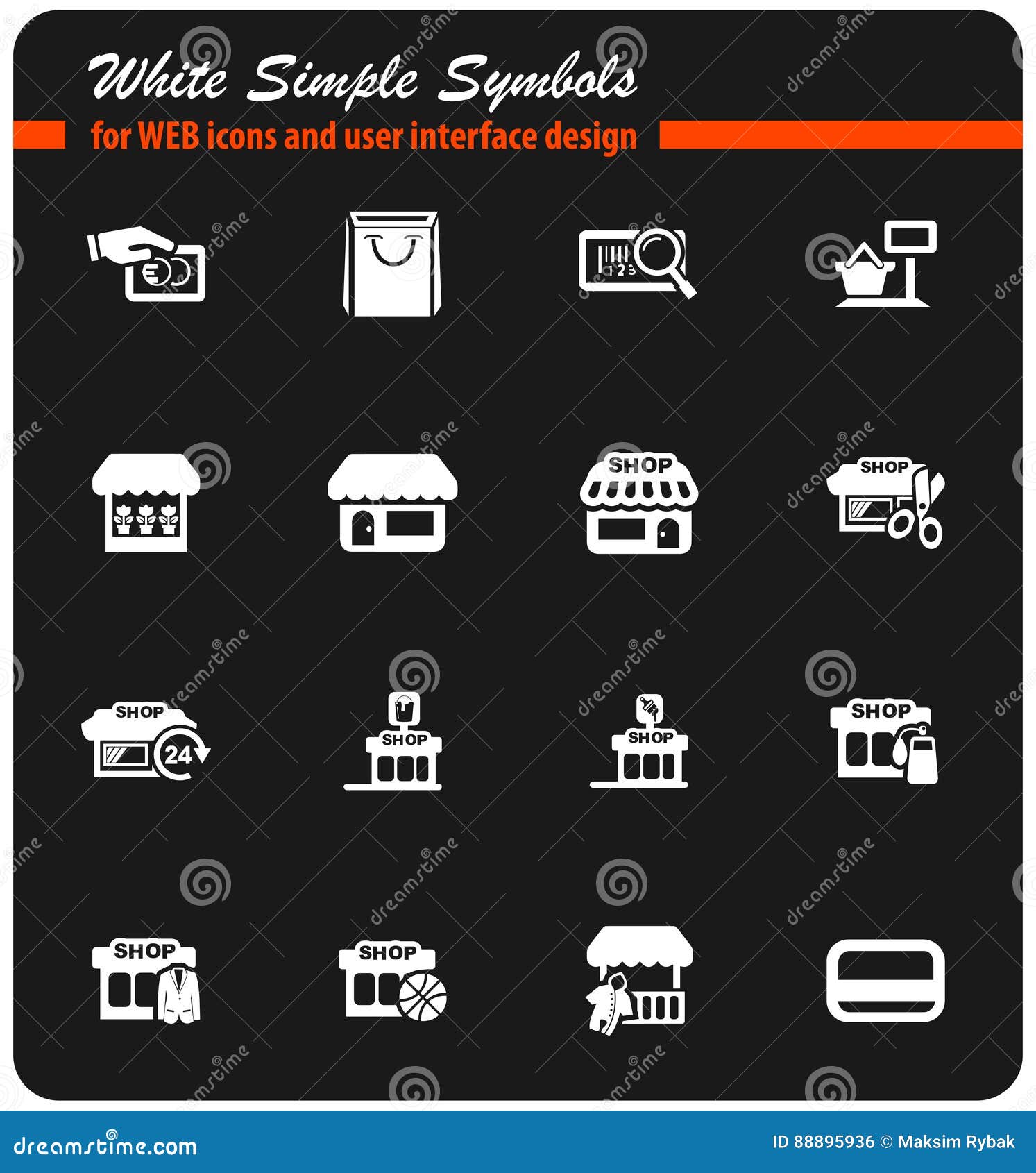 Shop icon set stock illustration. Illustration of icon - 88895936