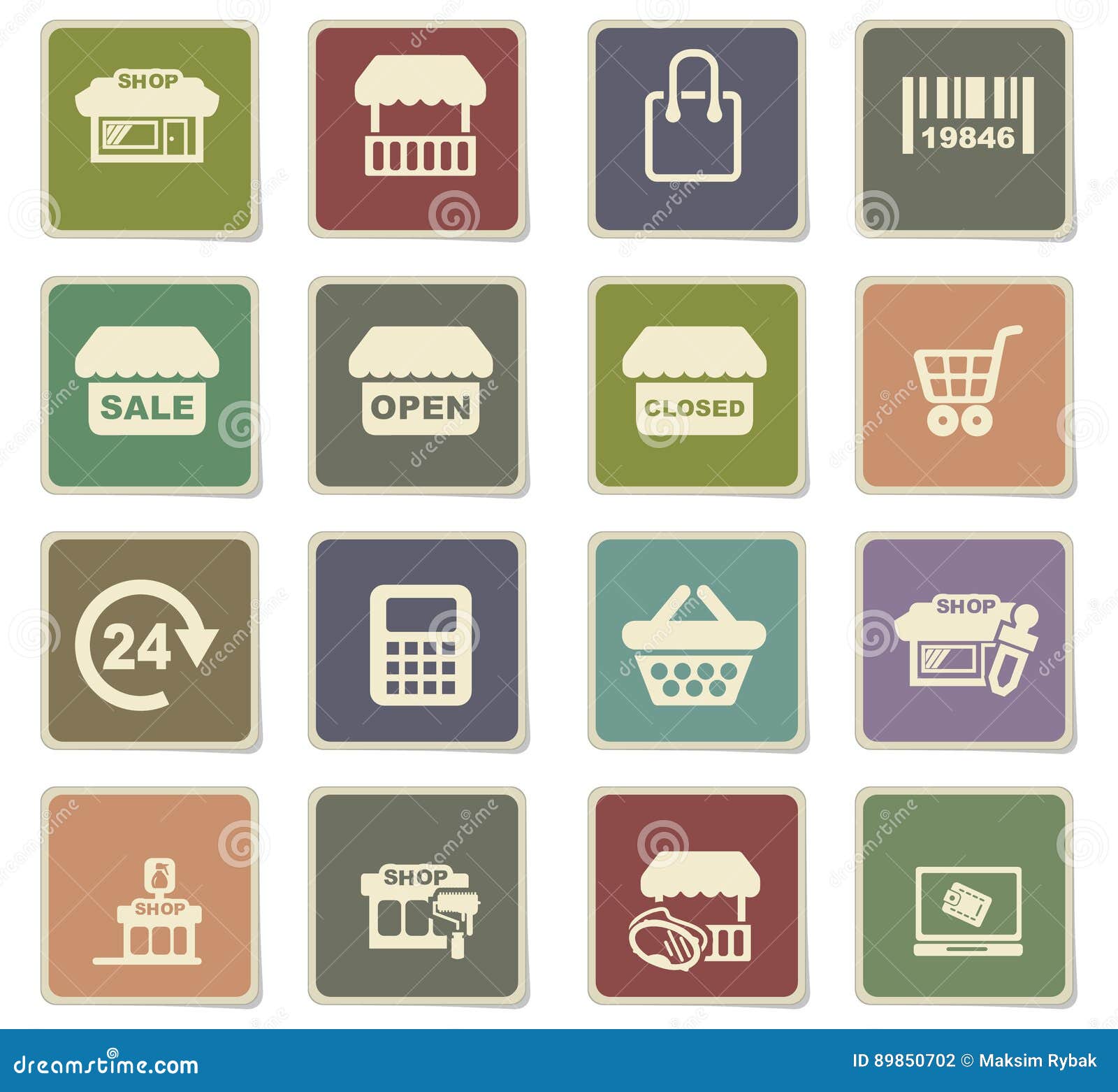 Shop icon set stock illustration. Illustration of cart - 89850702