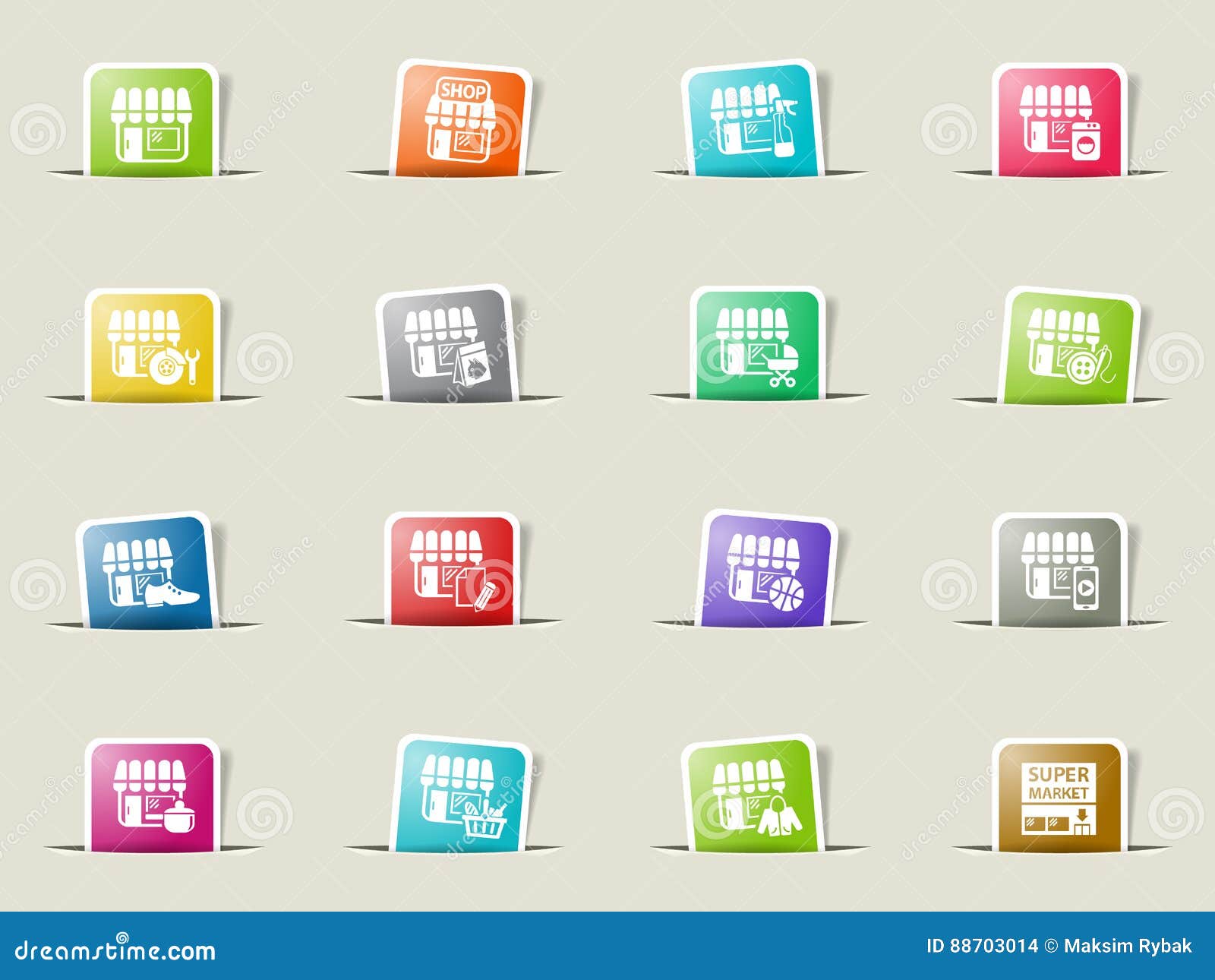 Shop icon set stock illustration. Illustration of grocery - 88703014