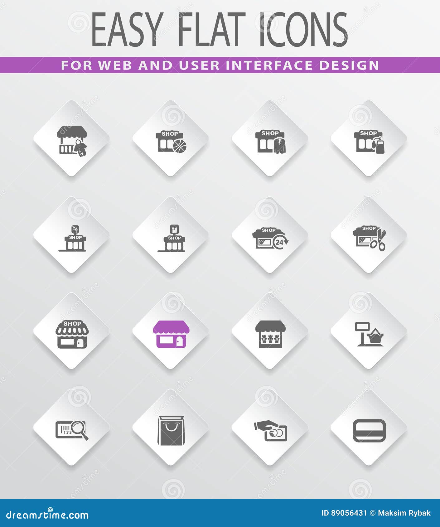 Shop icons set stock vector. Illustration of shop, cash - 89056431