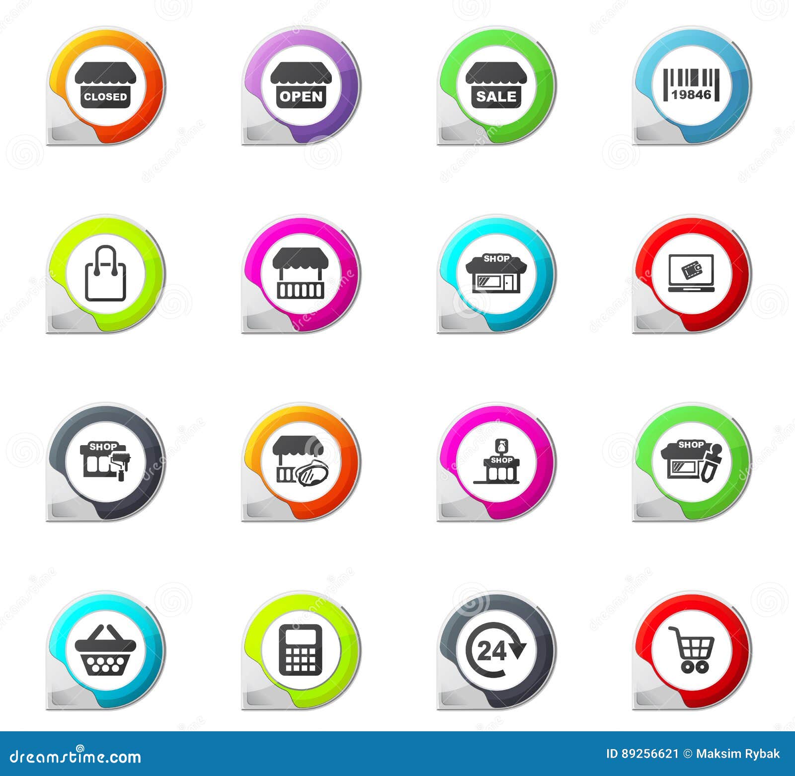 Shop icons set stock illustration. Illustration of basket - 89256621