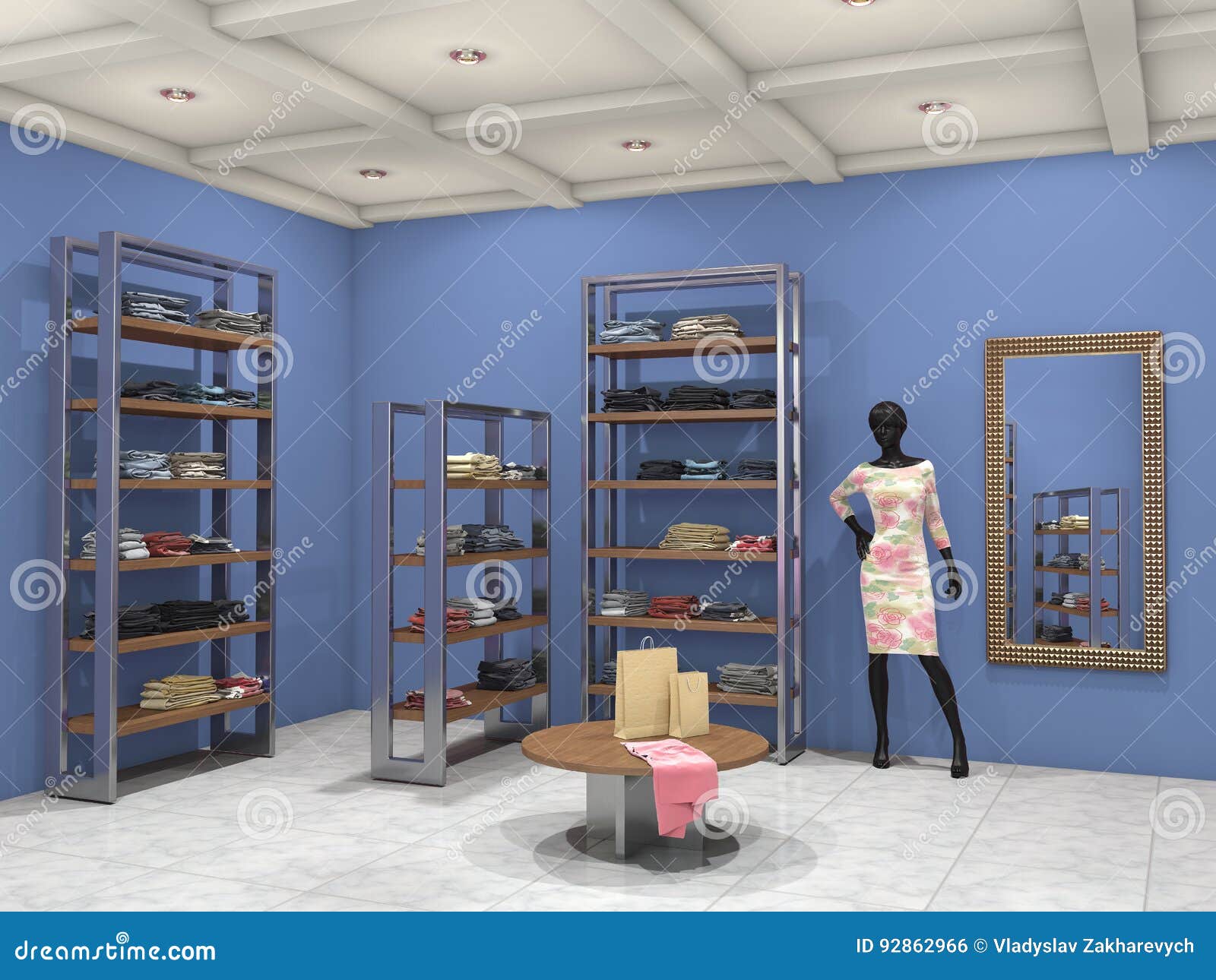 Shop Inside Full. 3d Illustration Stock Illustration - Illustration of ...