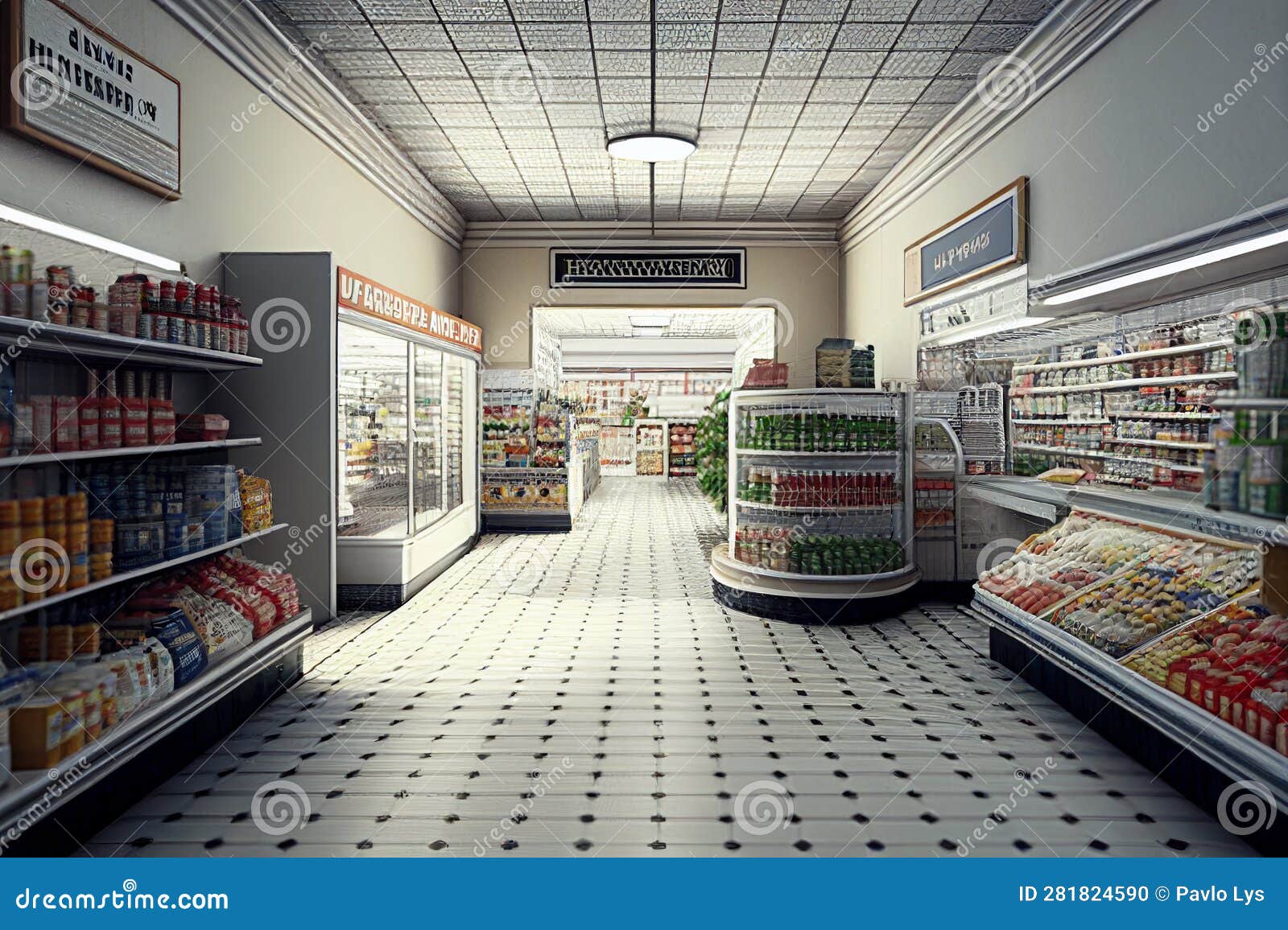 Shop Inside. Interior of a Supermarket Stock Illustration ...