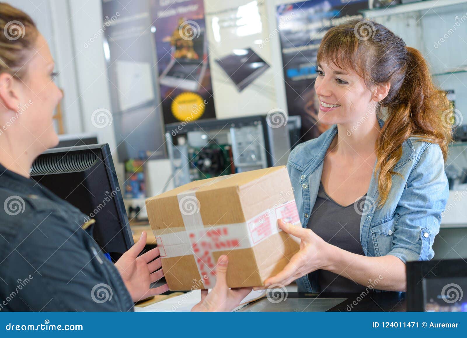 Shop Keeper Receiving Delivery Stock Image - Image of females, keeper ...