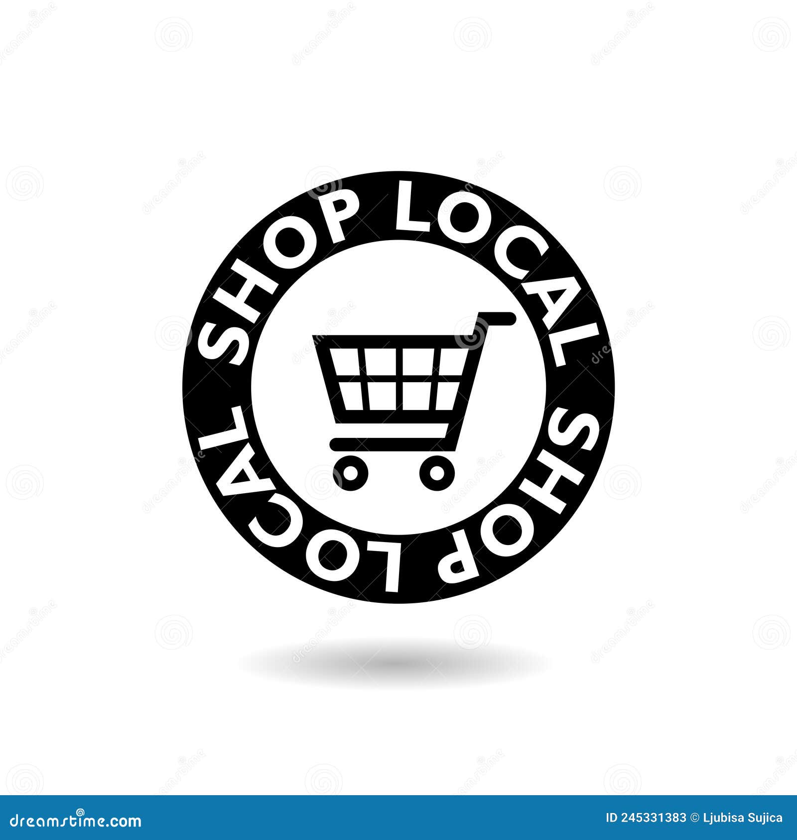 Shop Local Icon with Shadow Stock Vector - Illustration of hexagon ...