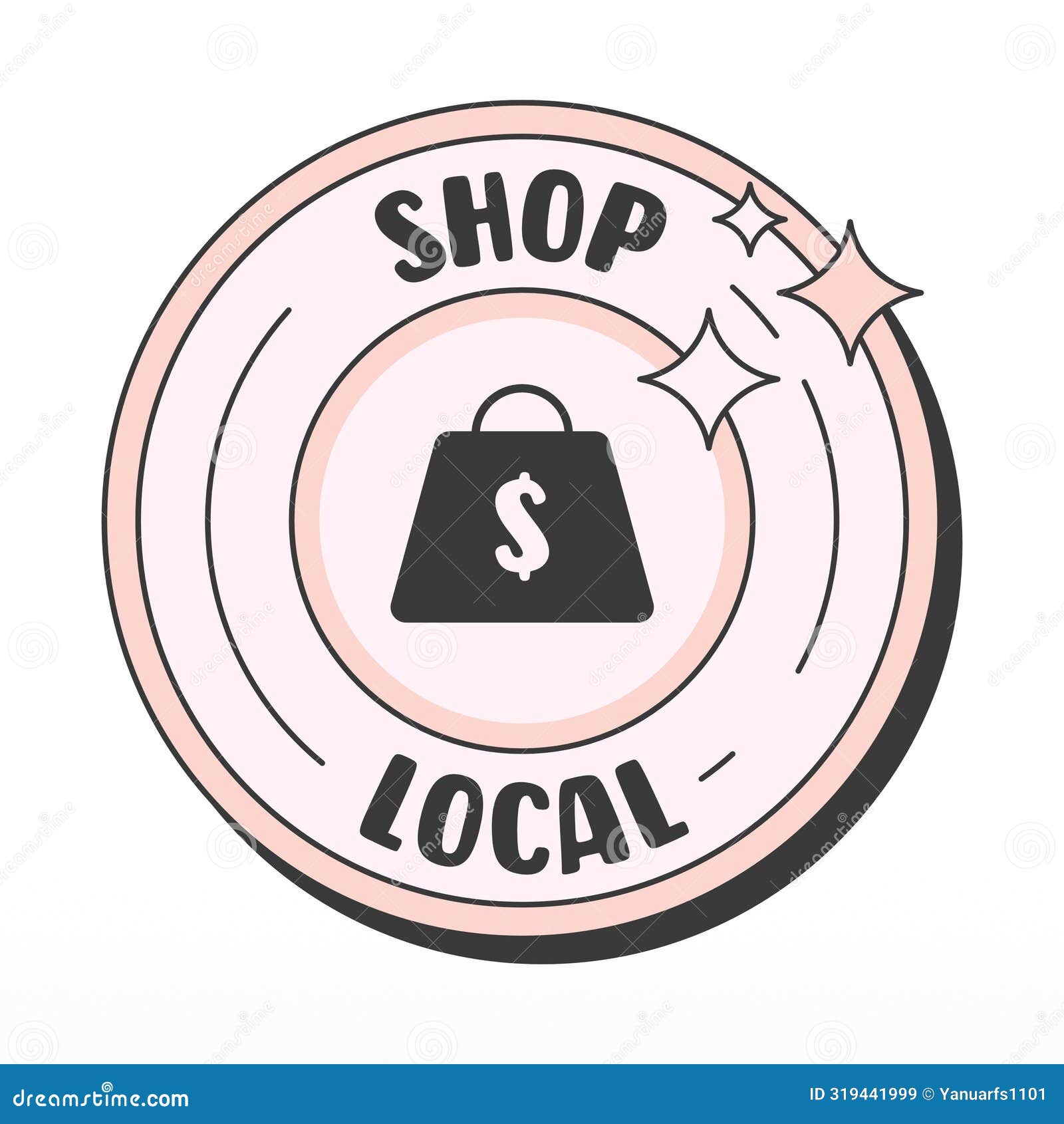 Shop Local Label Banner Design with Fun Color Stock Illustration ...
