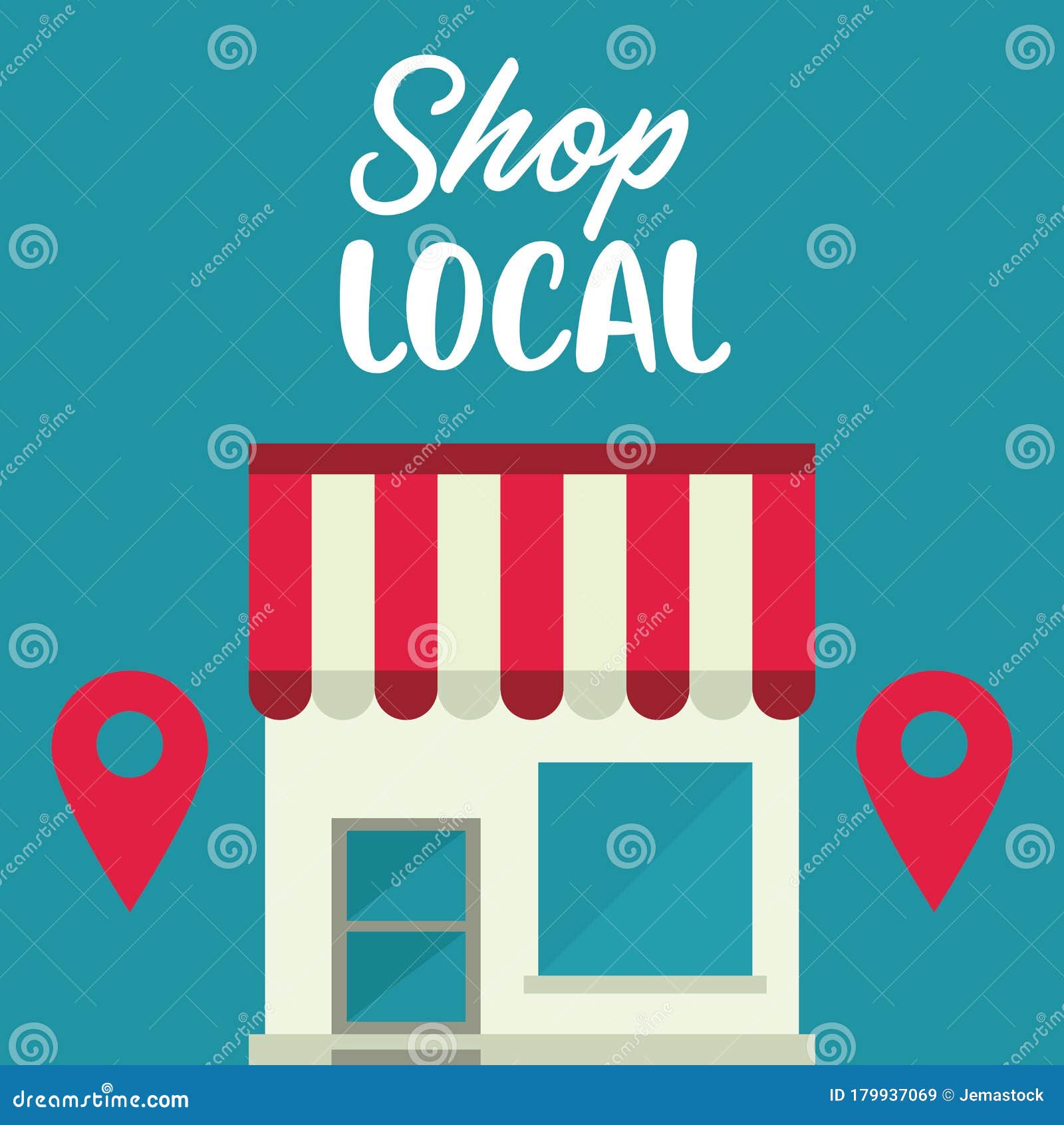 Shop Local Poster with Store Building Stock Vector - Illustration of ...