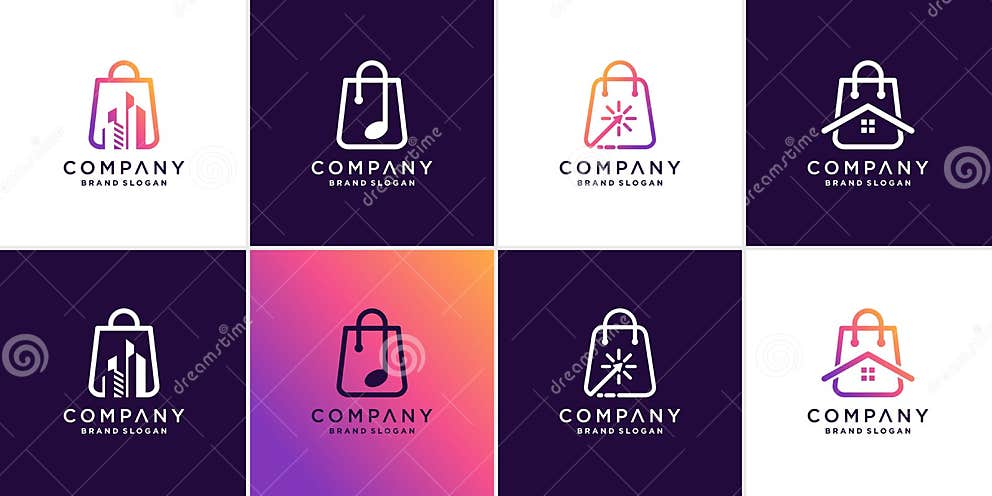 Shop Logo Collection with Different Elements and Creative Style Premium ...