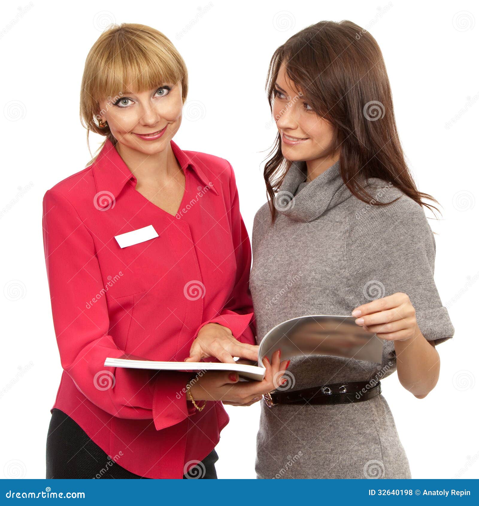 Shop manager and customer stock photo. Image of blond - 32640198