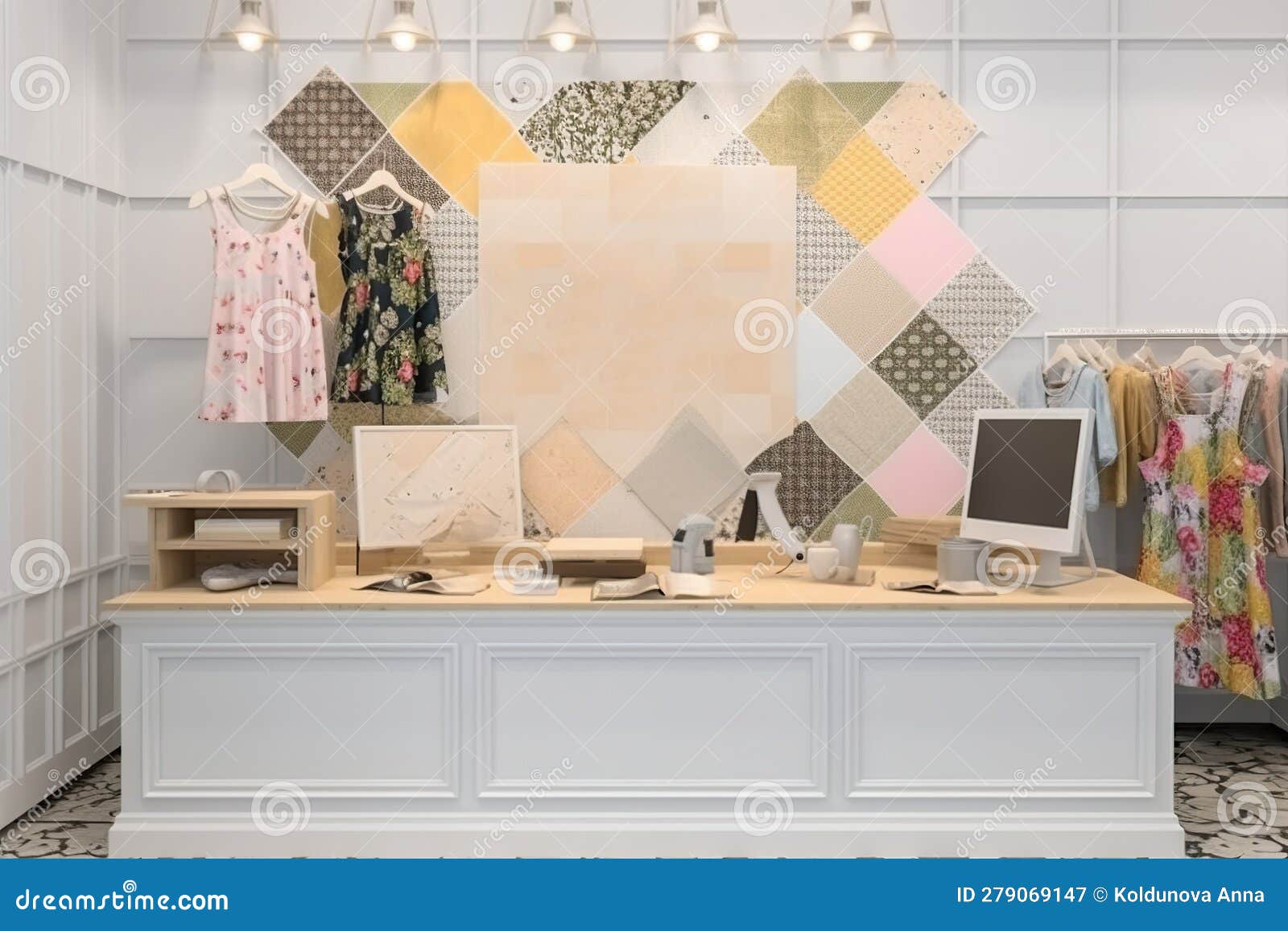 Shop Mock Up Design with Patchwork Details, Concept of Retail Showcase ...