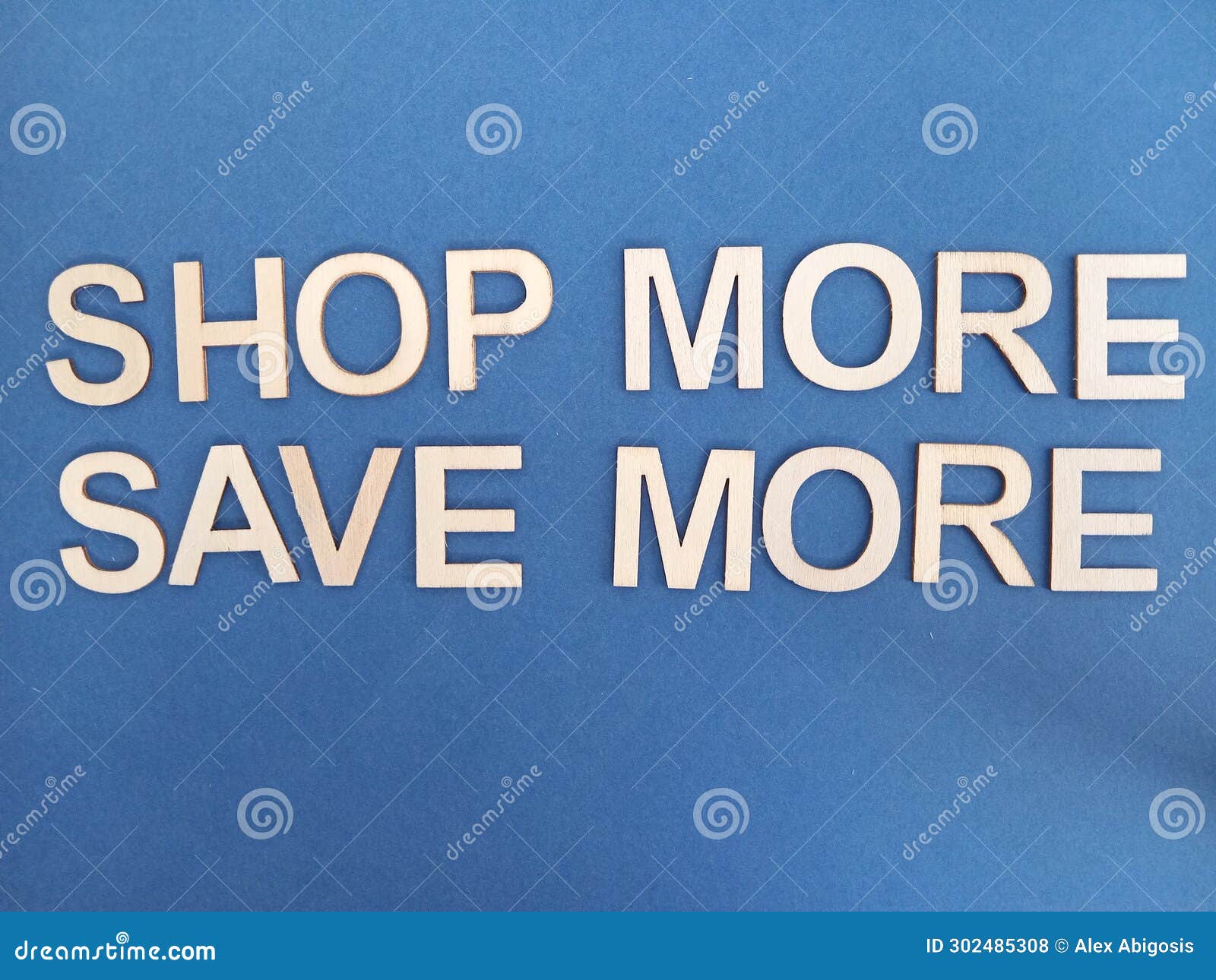Shop More Save More Sign on a Blue Background Stock Photo - Image of ...
