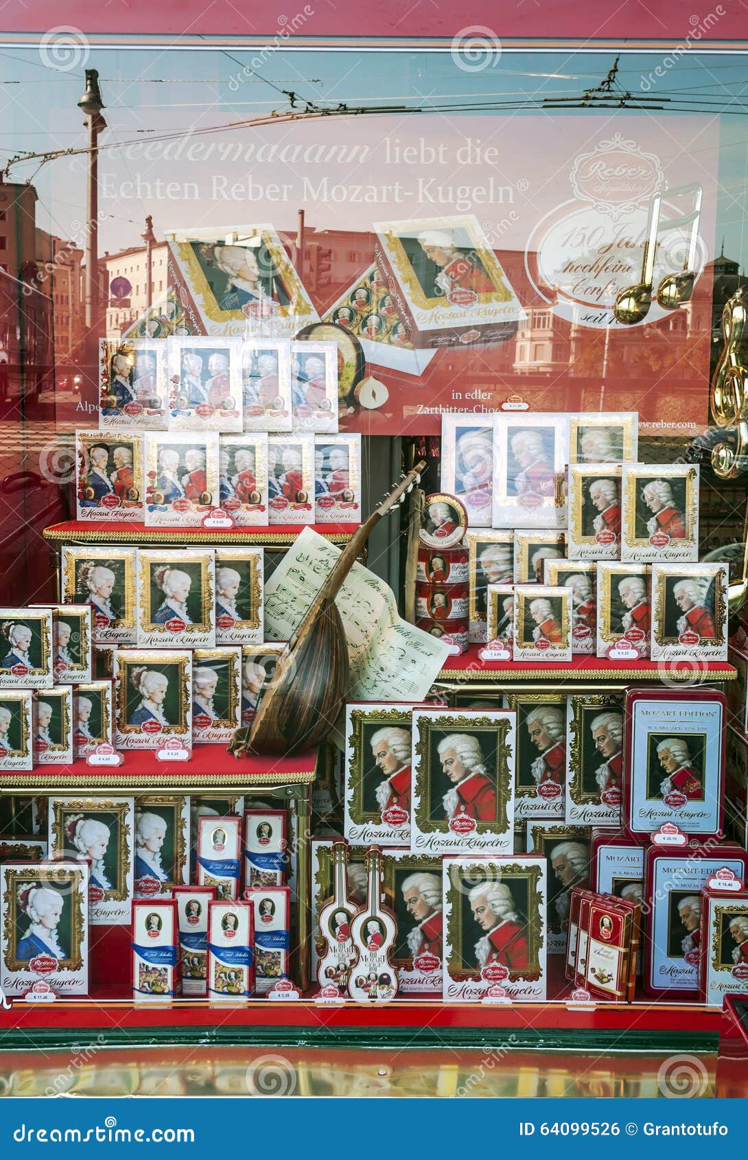 Shop with Mozart chocolate editorial photo. Image of dessert - 64099526