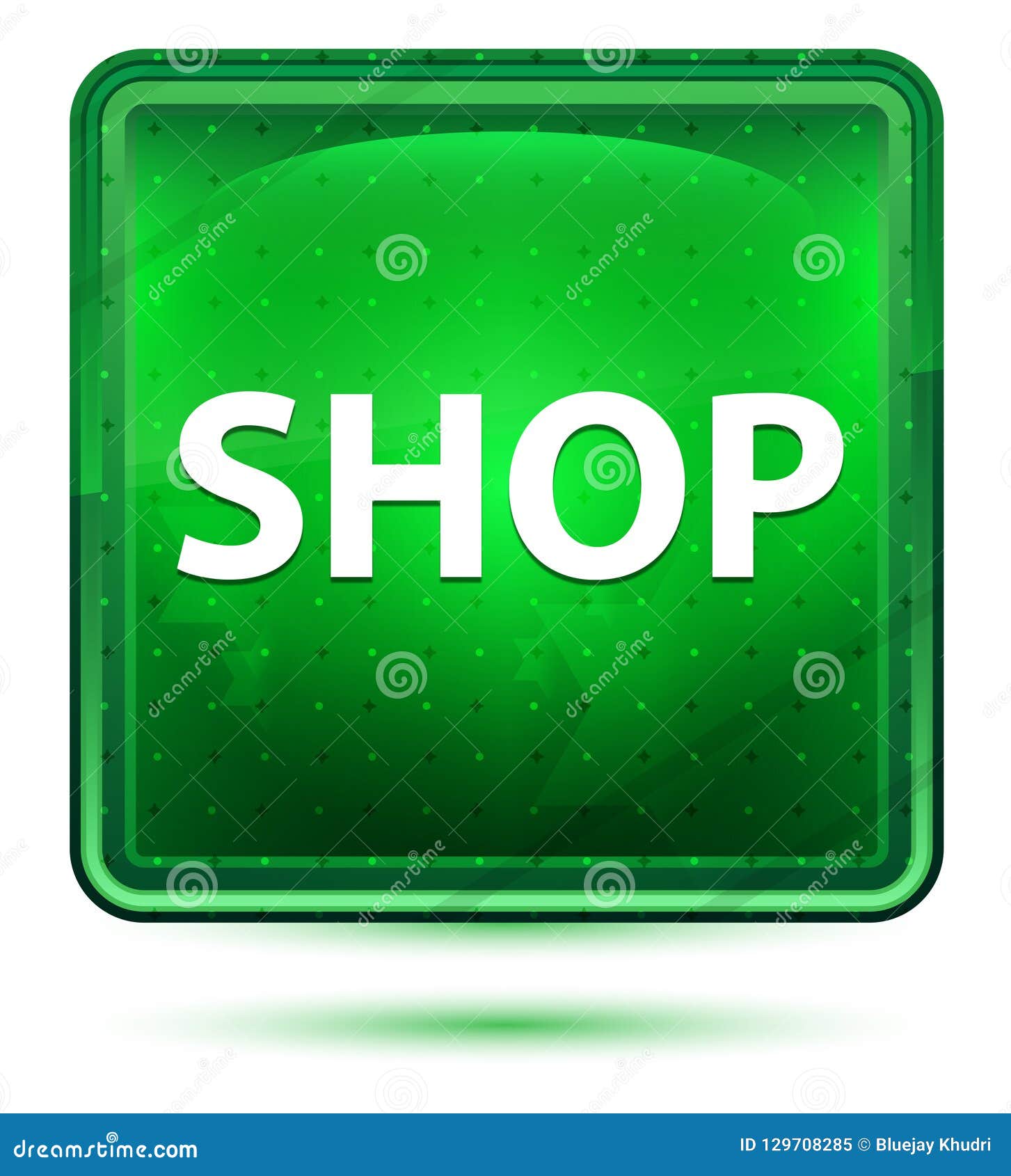 Shop Neon Light Green Square Button Stock Illustration - Illustration ...