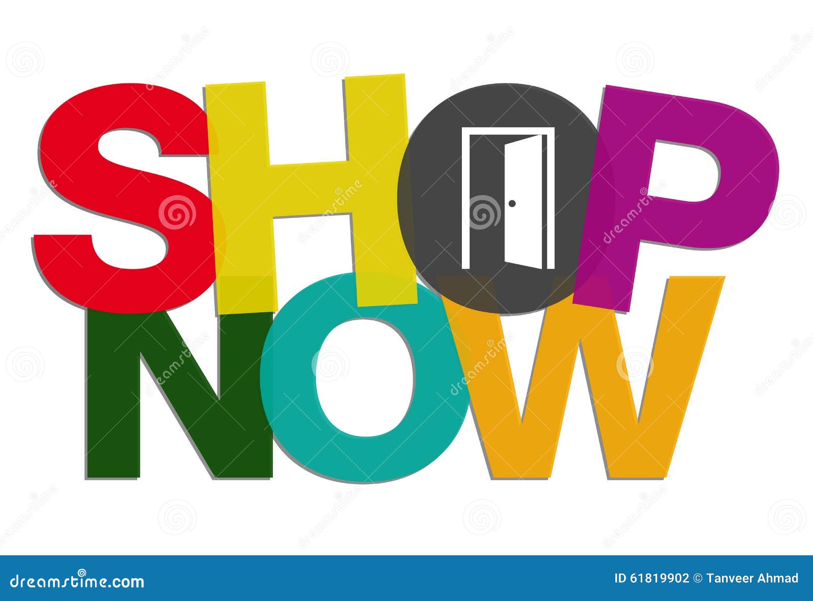 Shop Now Button with Door Open Concept Stock Illustration ...